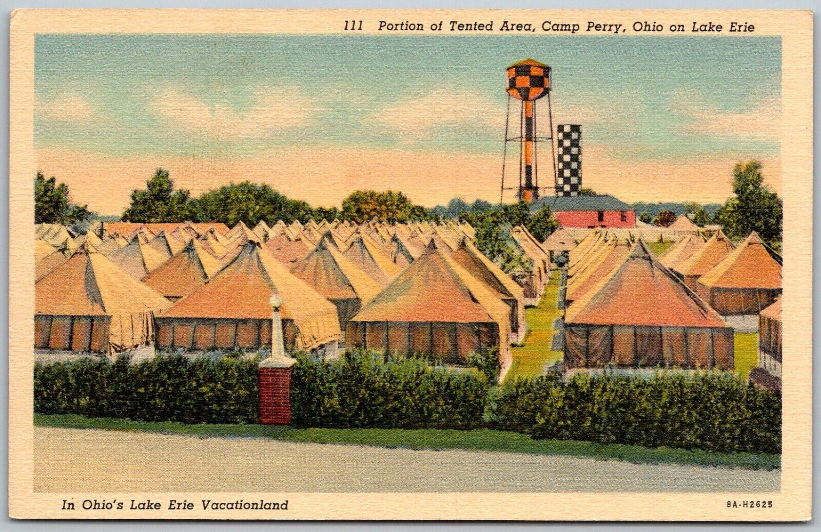 Camp Perry Ohio 1940s Postcard Portion Of Tented Area On Lake Erie ...