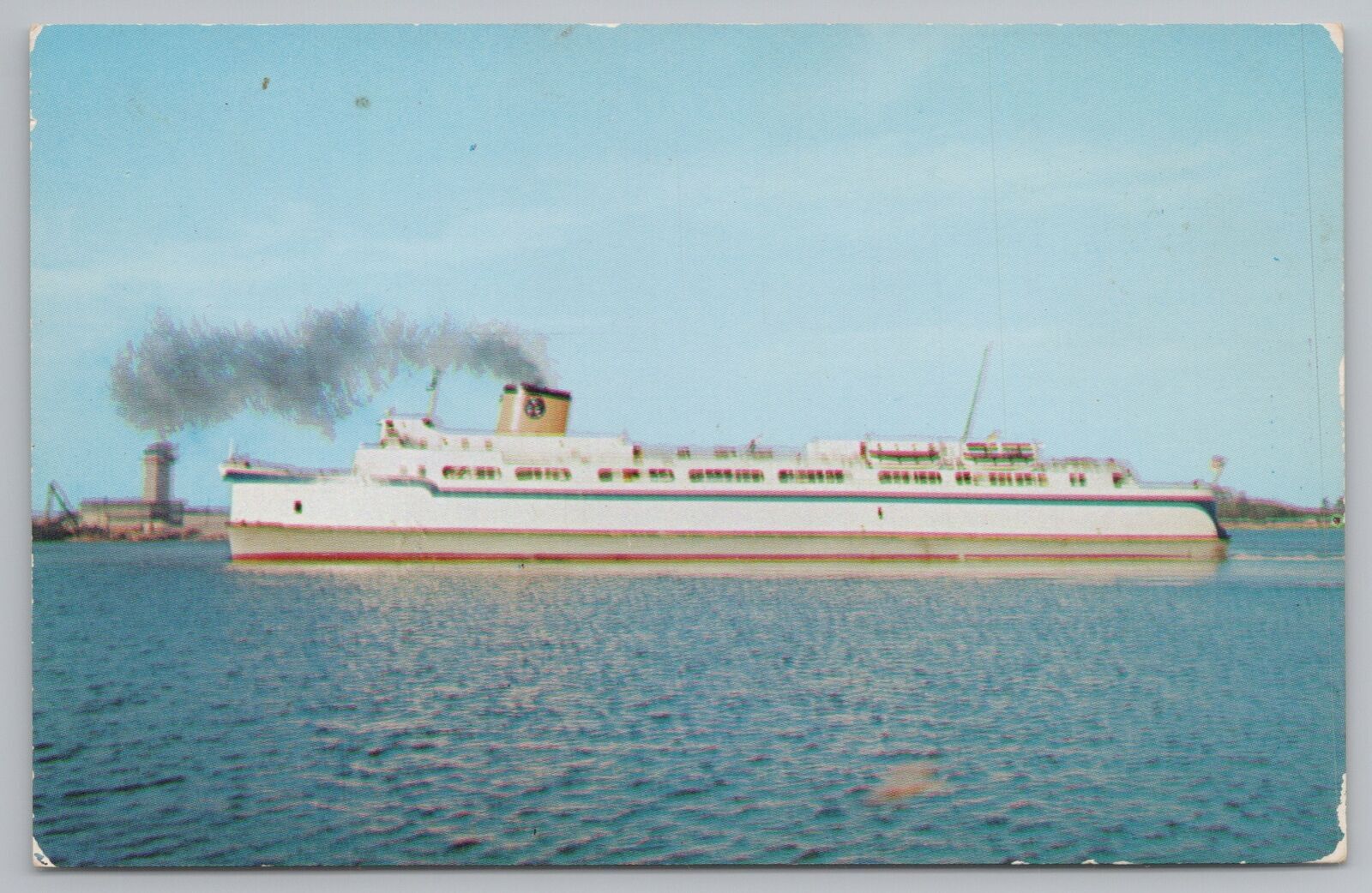 Ship~View Of Elongated Automobile~Passenger Ferry~Vintage Postcard ...