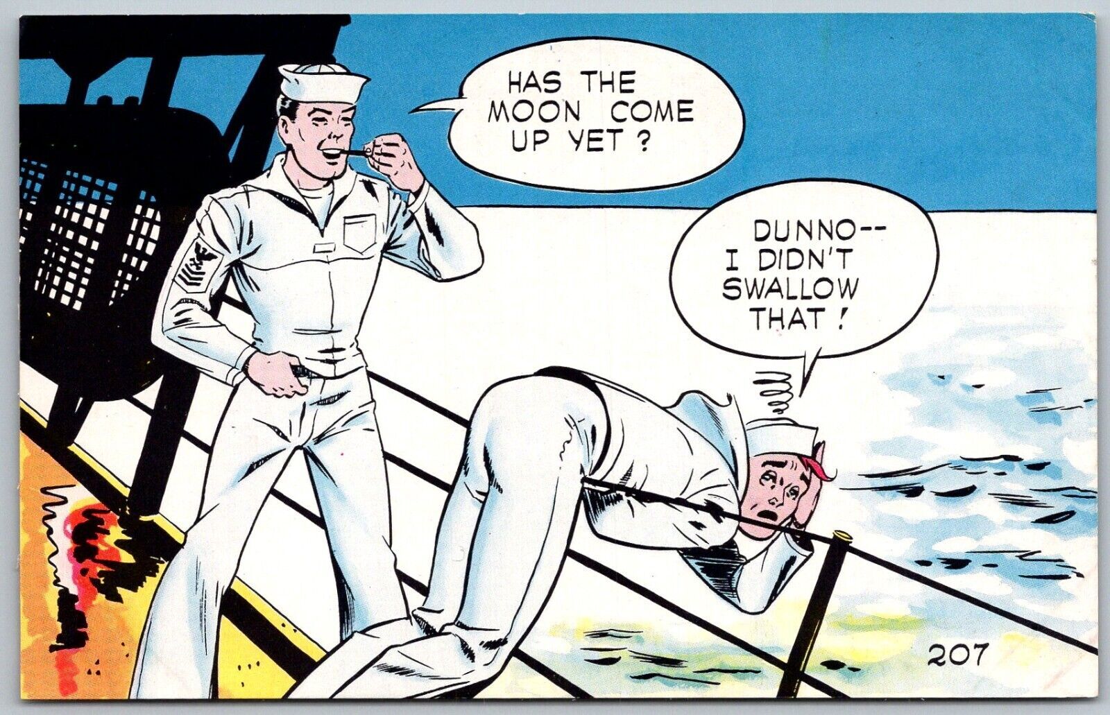 NAVY Sailor 1950s Comicard by Clem Comic Postcard Has The Moon Come Up ...