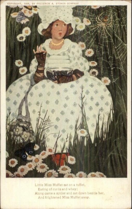 Little Miss Muffet Nursery Rhyme Poem Spider 1906 Postcard | Topics ...
