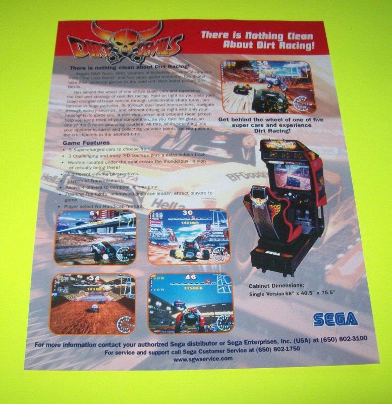 Dirt Devils Arcade FLYER Original NOS 1998 Video Game Art Sheet Race ...