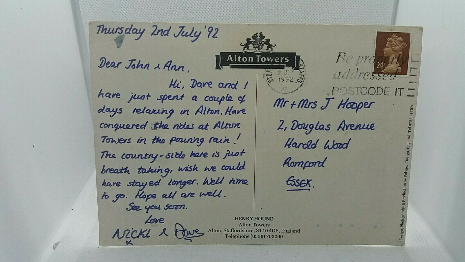 Large Vintage Postcard Alton Towers Theme Park - Children with Henry ...