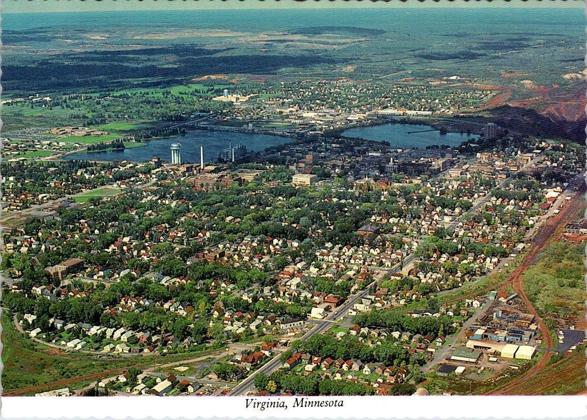 2~4X6 Postcards Virginia, MN Minnesota CHESTNUT STREET SCENE & AERIAL ...