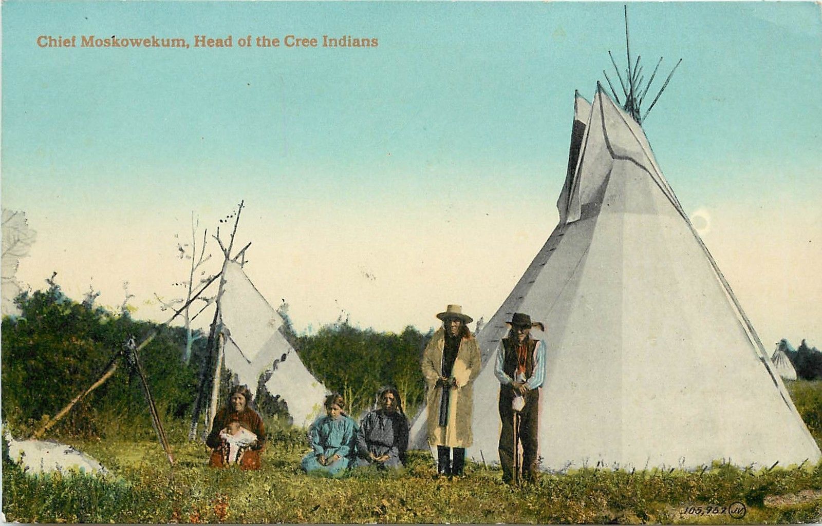 c1910 Postcard; Chief Moskowekum, Head of the Cree Indians & Family by ...