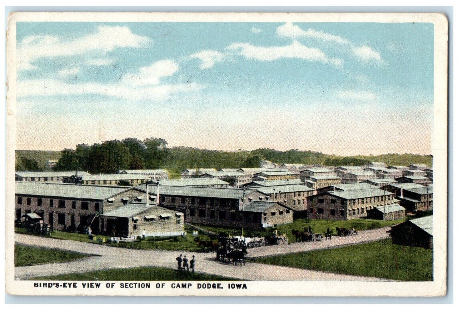 1918 Bird's Eye View Of Section Of Camp Dodge Des Moines Iowa IA Posted ...