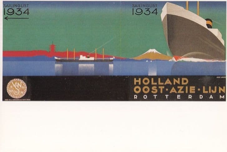 Holland Oost Azie Lijn Rotterdam Ship Poster Advertising Postcard ...