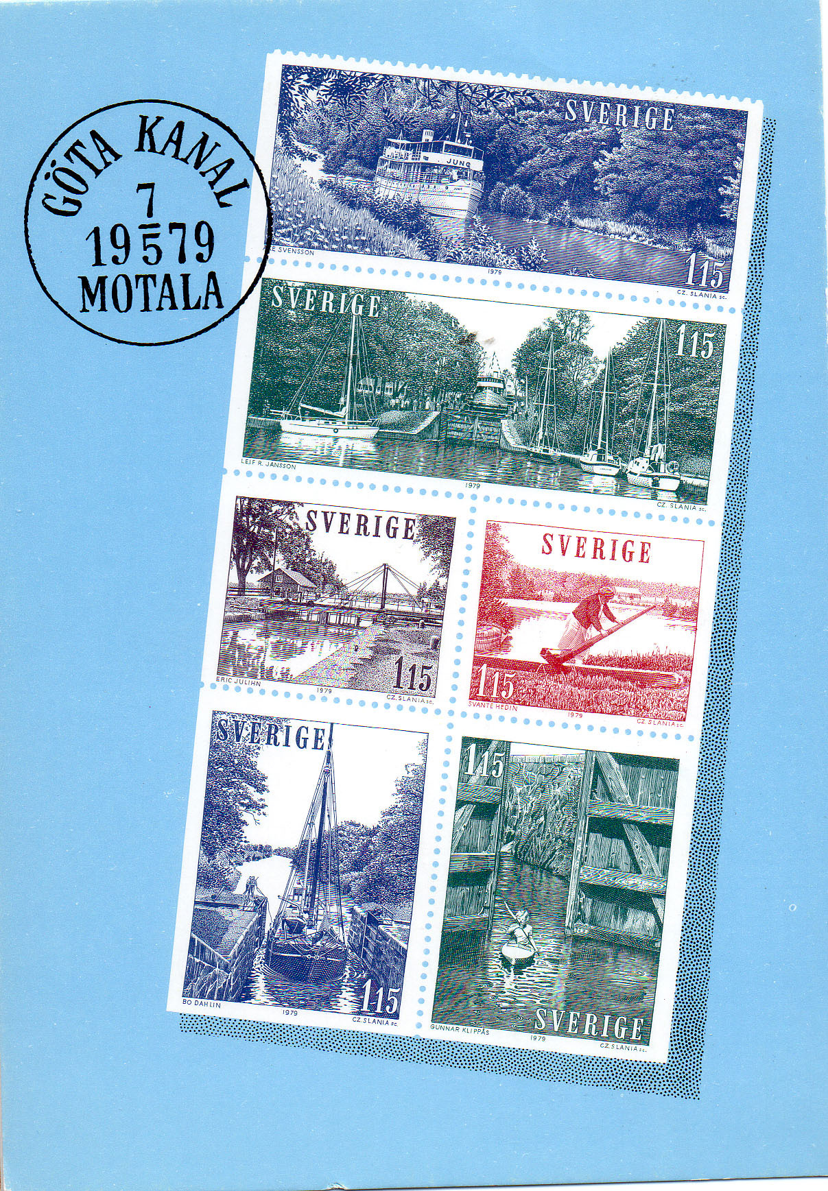 POSTCARD. SWEDEN. Stamps card. Sampels of Swedish stamps 1970-71 and ...