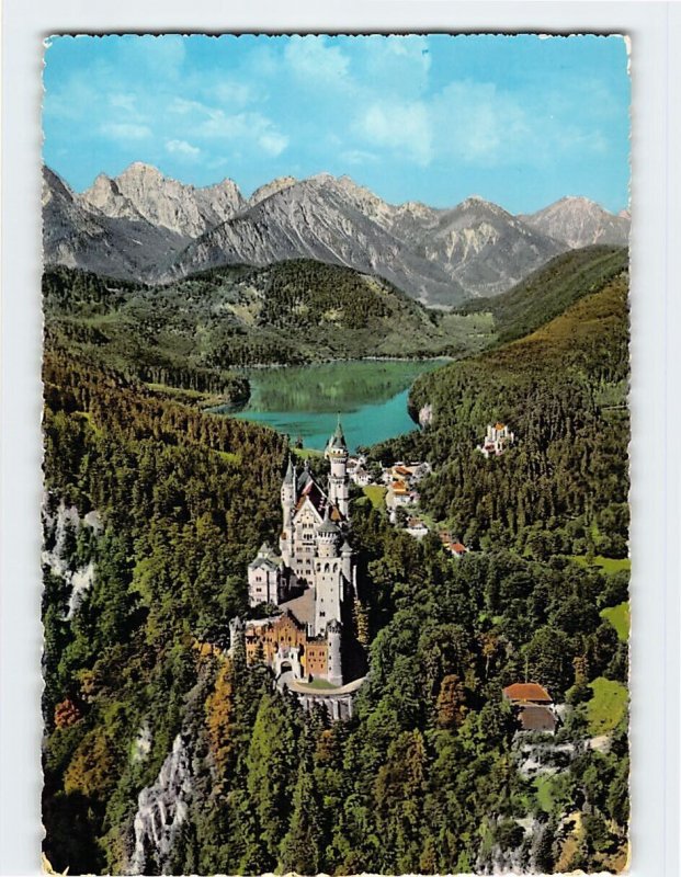 Postcard Königsschloss Neuschwanstein mit Allgäuer und Tiroler Alpen ...