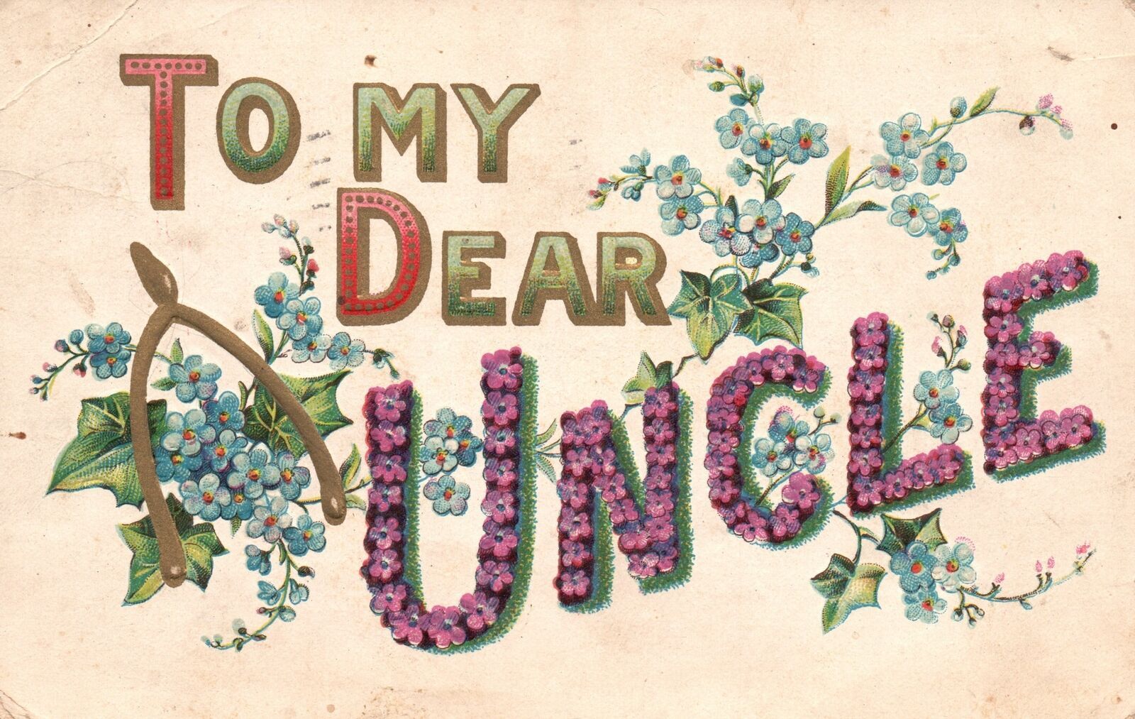 Vintage Postcard 1909 To My Dear Uncle Greetings & Good Wishes ...