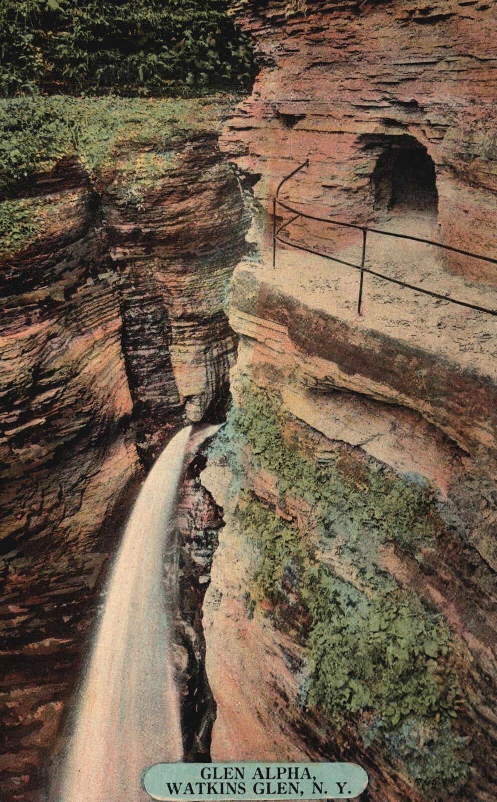 Watkins Glen New York, Glenn Alpha Scenic Waterfalls Attraction Vintage ...
