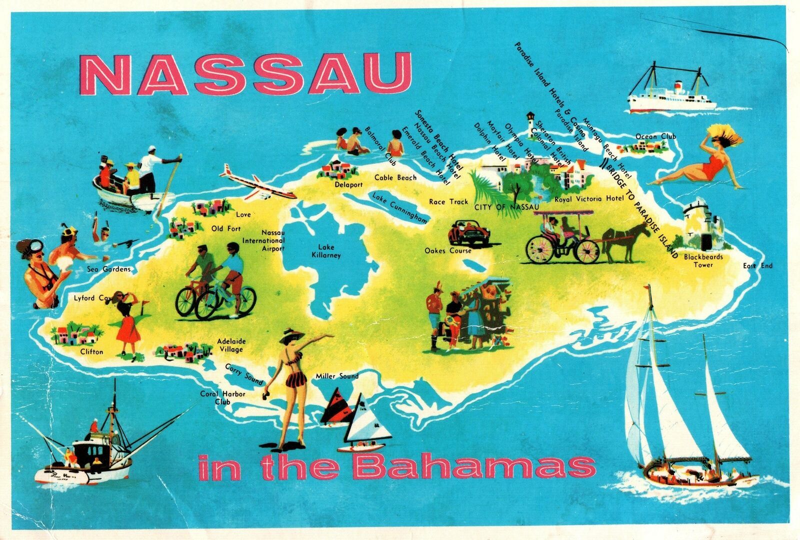 Vintage Postcard MAP of Nassau in the Bahamas Mailed 1983 - Some ...
