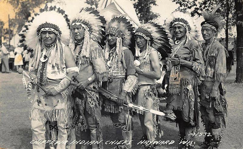 Hayward WI Chippewa Indian Chiefs Real Photo Postcard | Topics ...