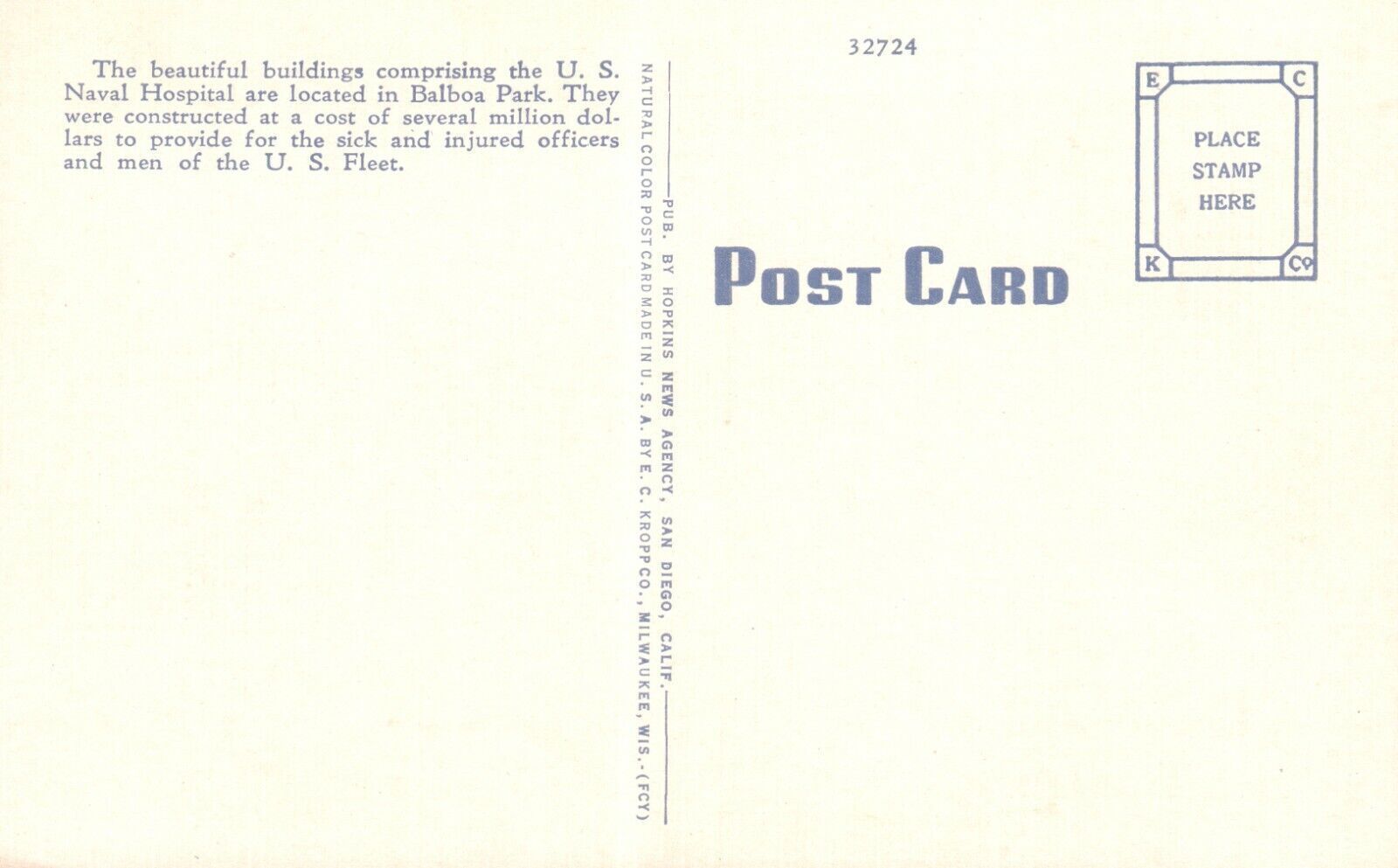 Vintage Postcard 1930's US Naval Hospital Balboa Park San Diego CA ...