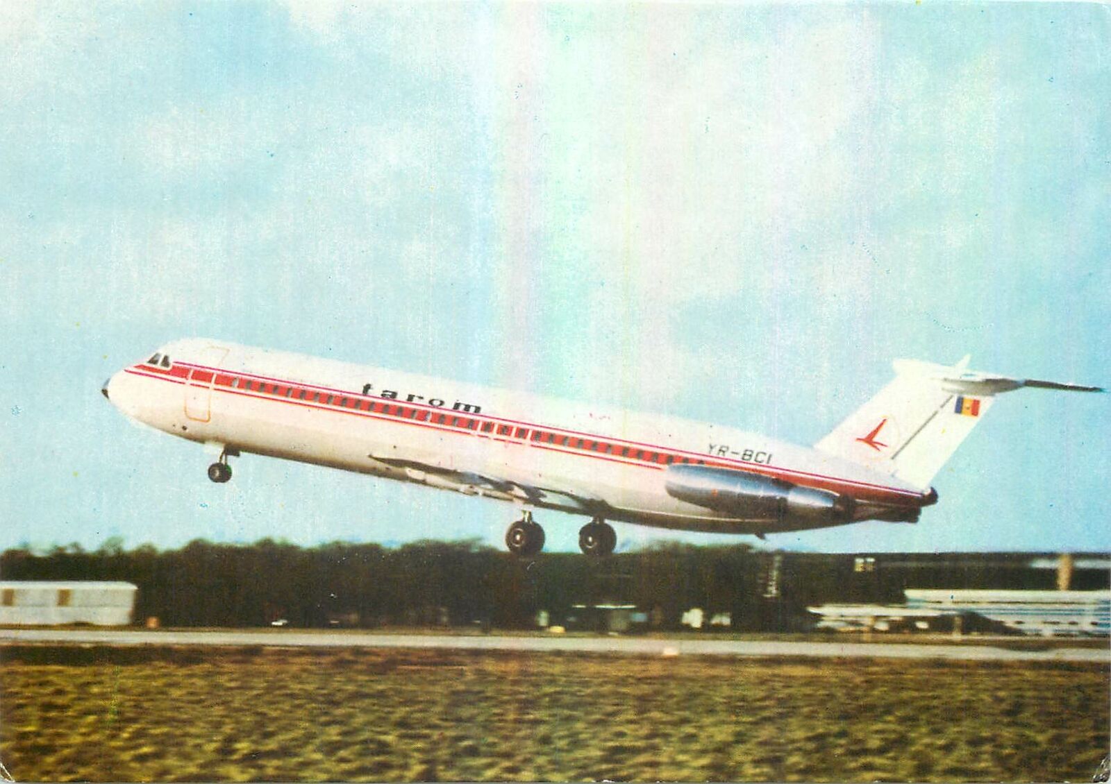 Postcard Transportation Air Bac1-11 500 avion jet Romania Tarom ...