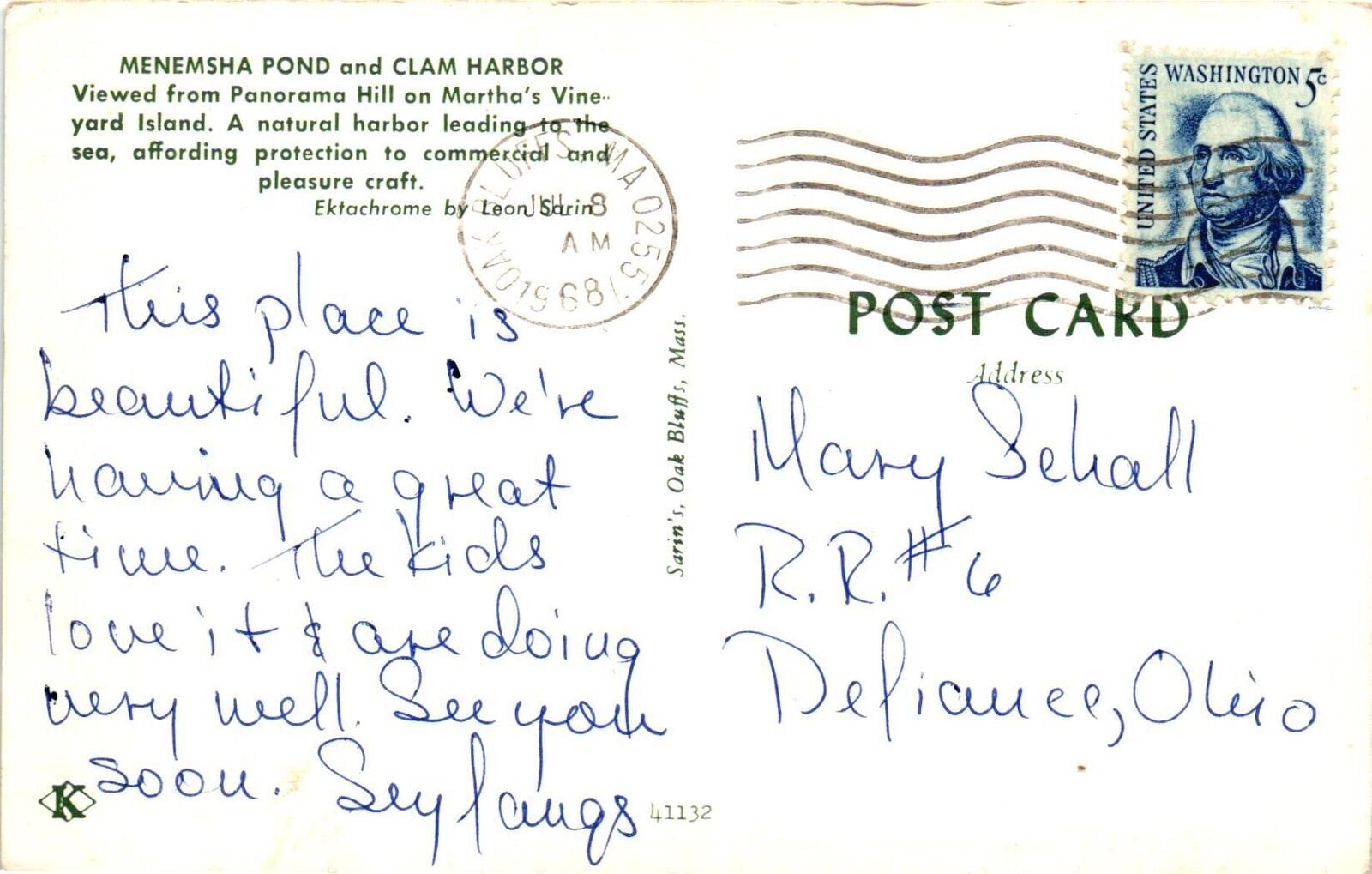 Vintage Postcard- Menemsha Pond and Clam Harbor, Martha's Vineyard ...