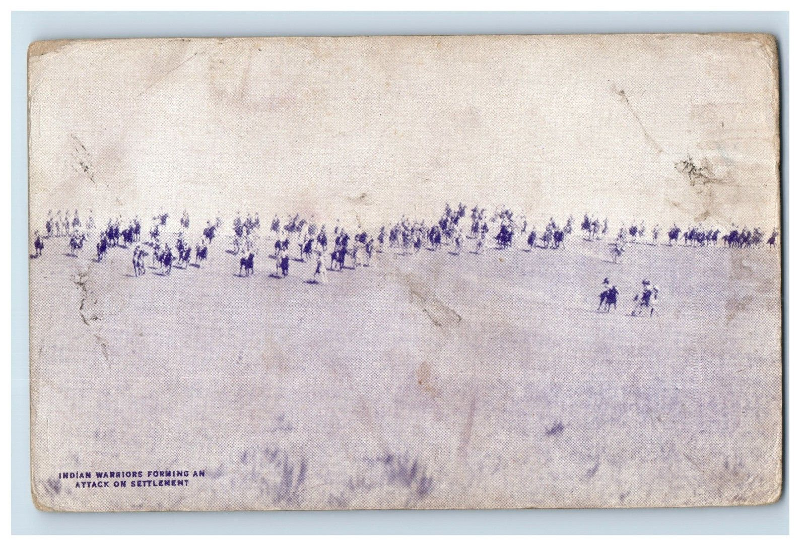 1940's Indian Warriors Forming Attack Settlement Original Vintage ...