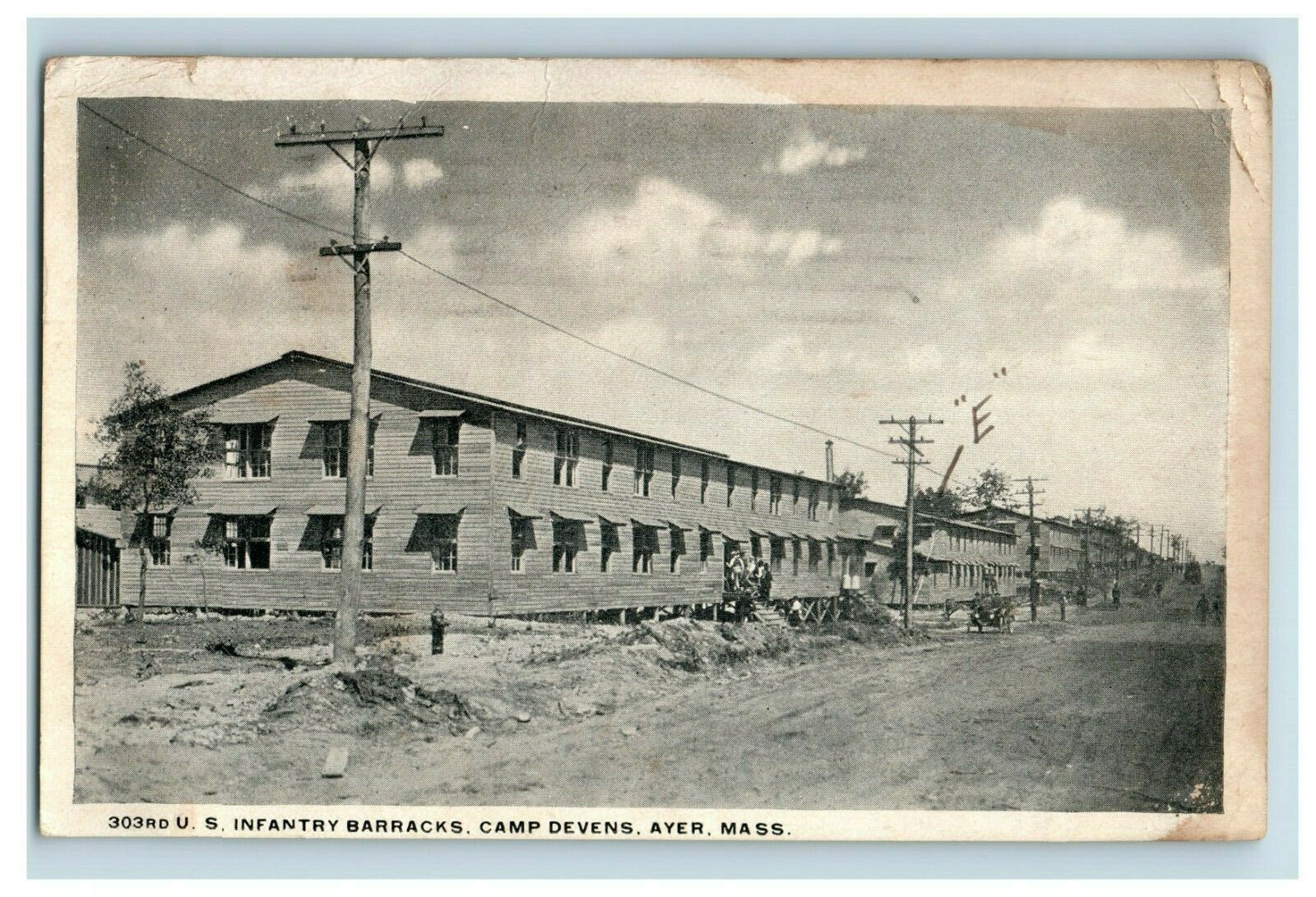 1917 WW1 Infantry Barracks, Camp Devens, Ayer, Mass. Postcard P91 ...
