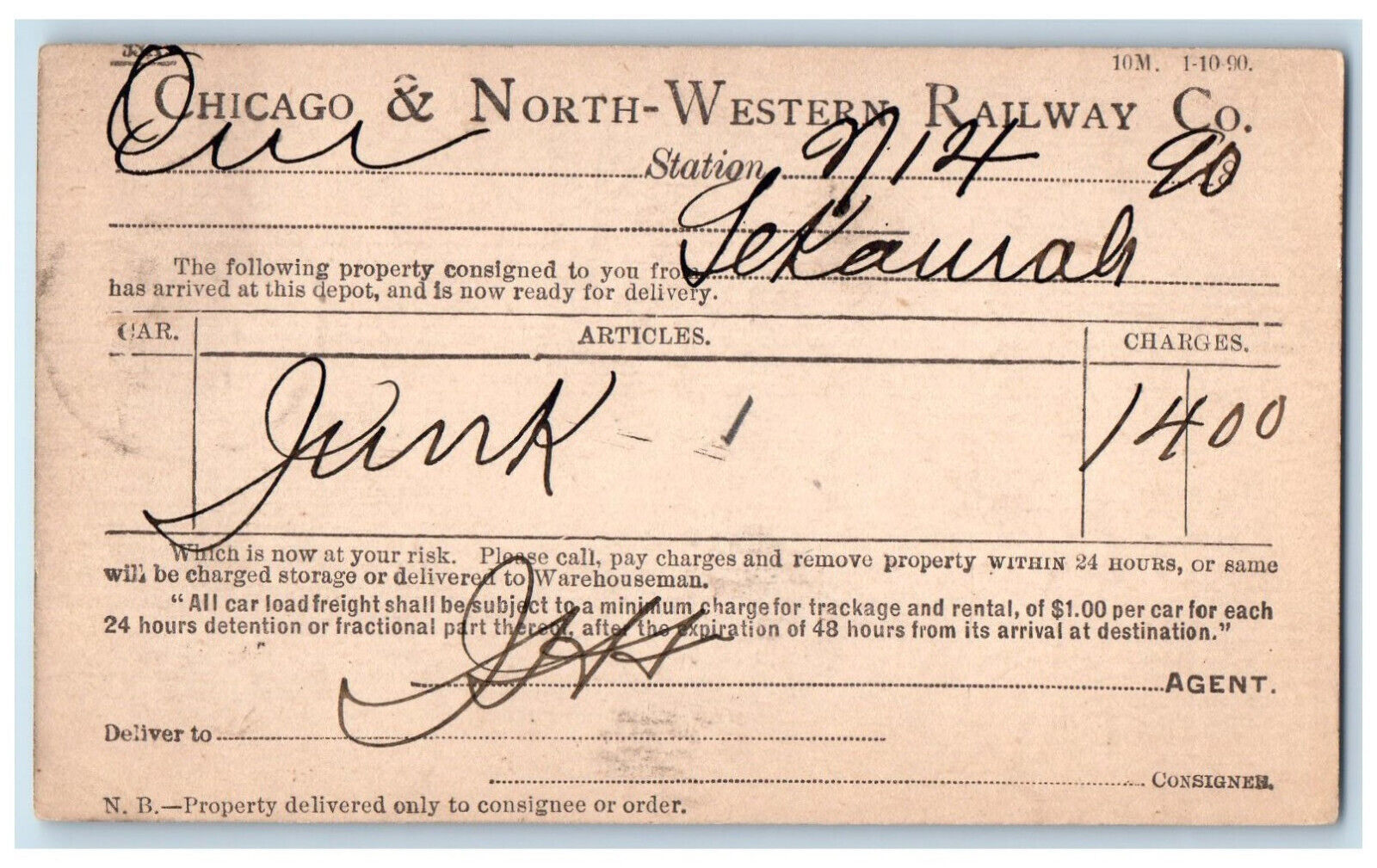 1890 Chicago & North-Western Railway Co. Omaha Nebraska NE Postal Card ...