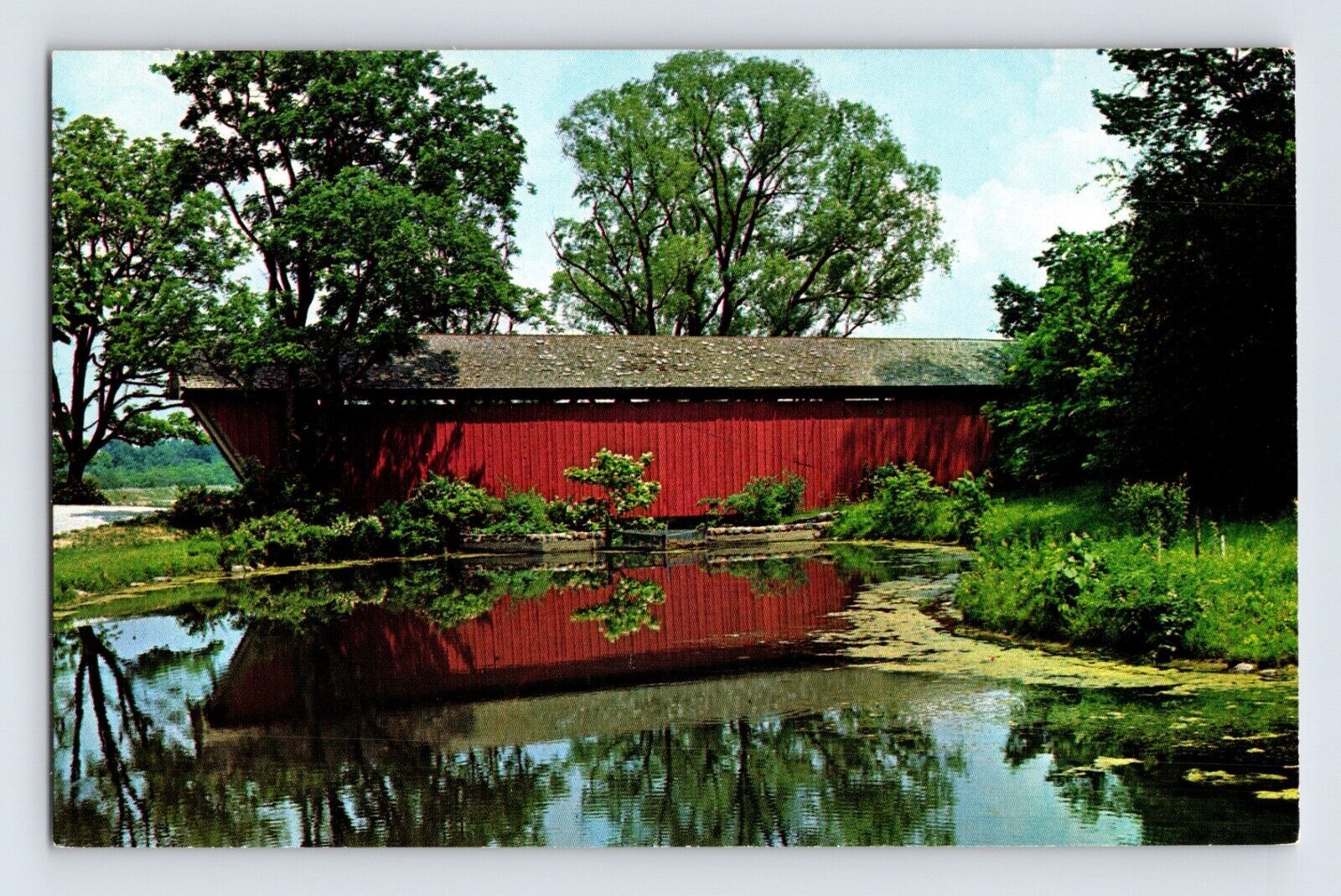 Postcard Indiana Traders Point IN Covered Bridge Fishback Creek 1960s ...