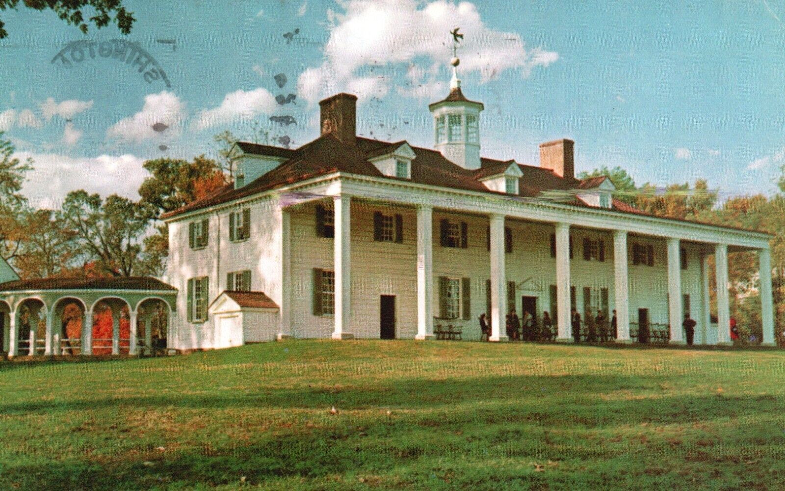 Postcard Va Mount Vernon George Washingtons Mansion Posted 1962 Vintage