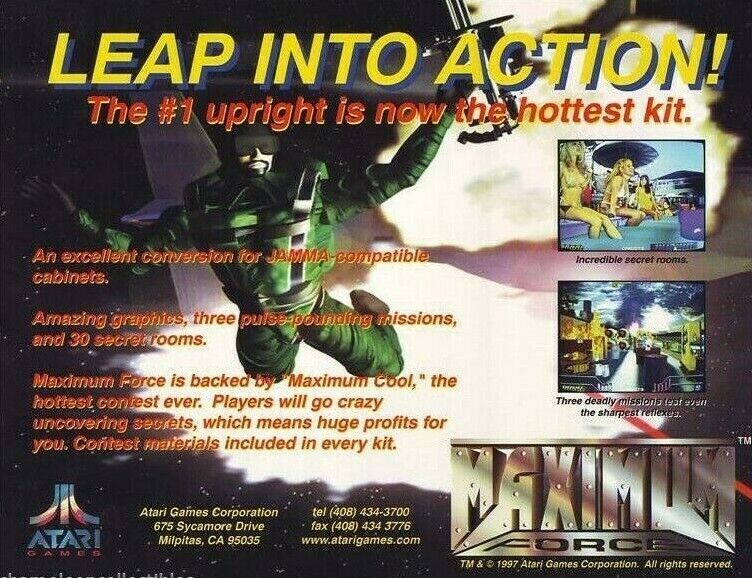 Maximum Force KIT 1997 Video Arcade Game Flyer Vintage Retro Art Unused ...