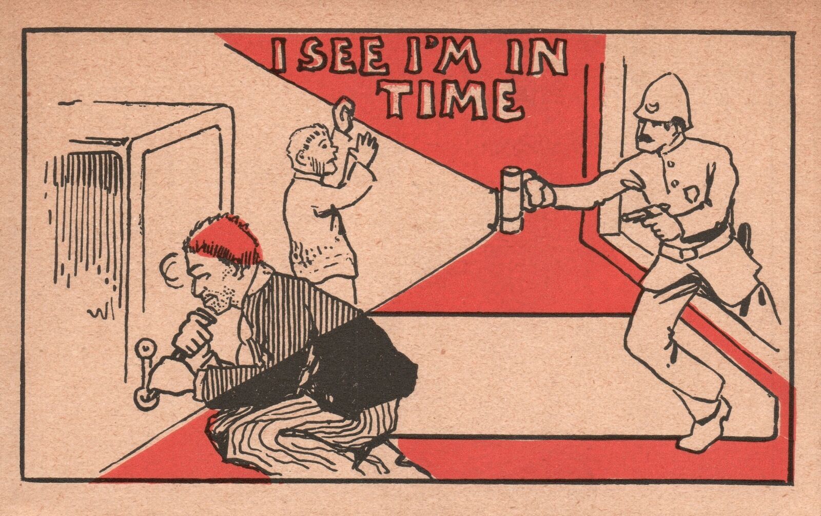 Vintage Postcard 1900 I see I'm In Time Theft Caught By The Police ...