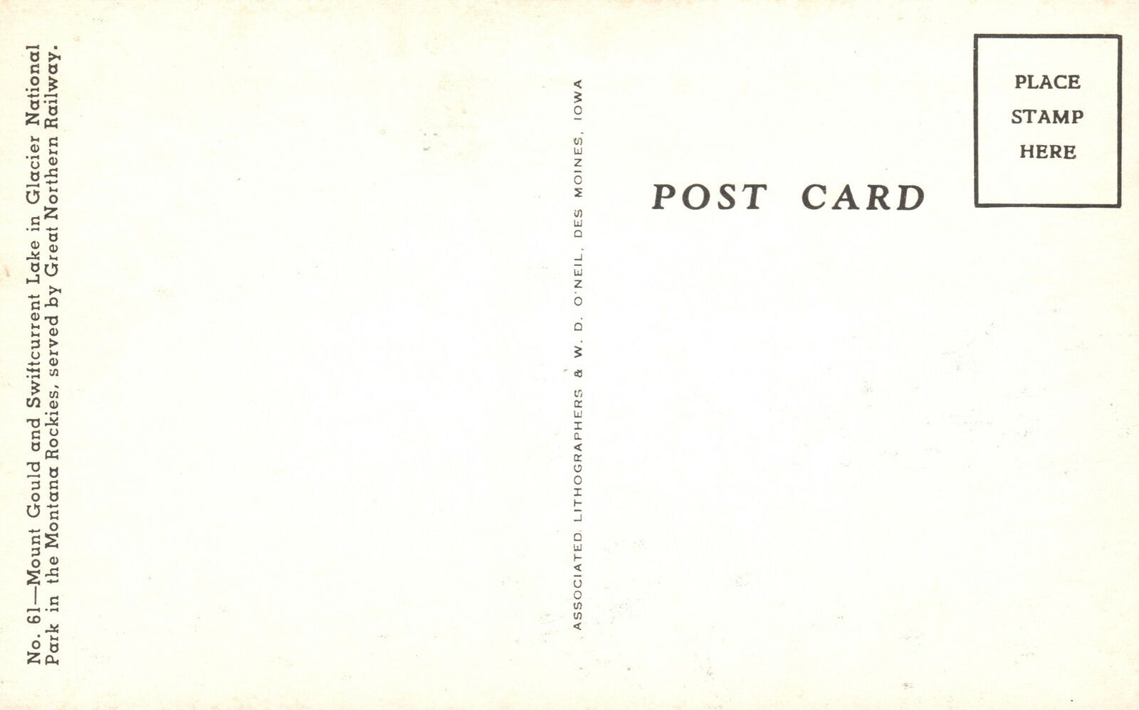 Vintage Postcard Mount Gould & Swiftcurrent Lake Glacier National Park ...