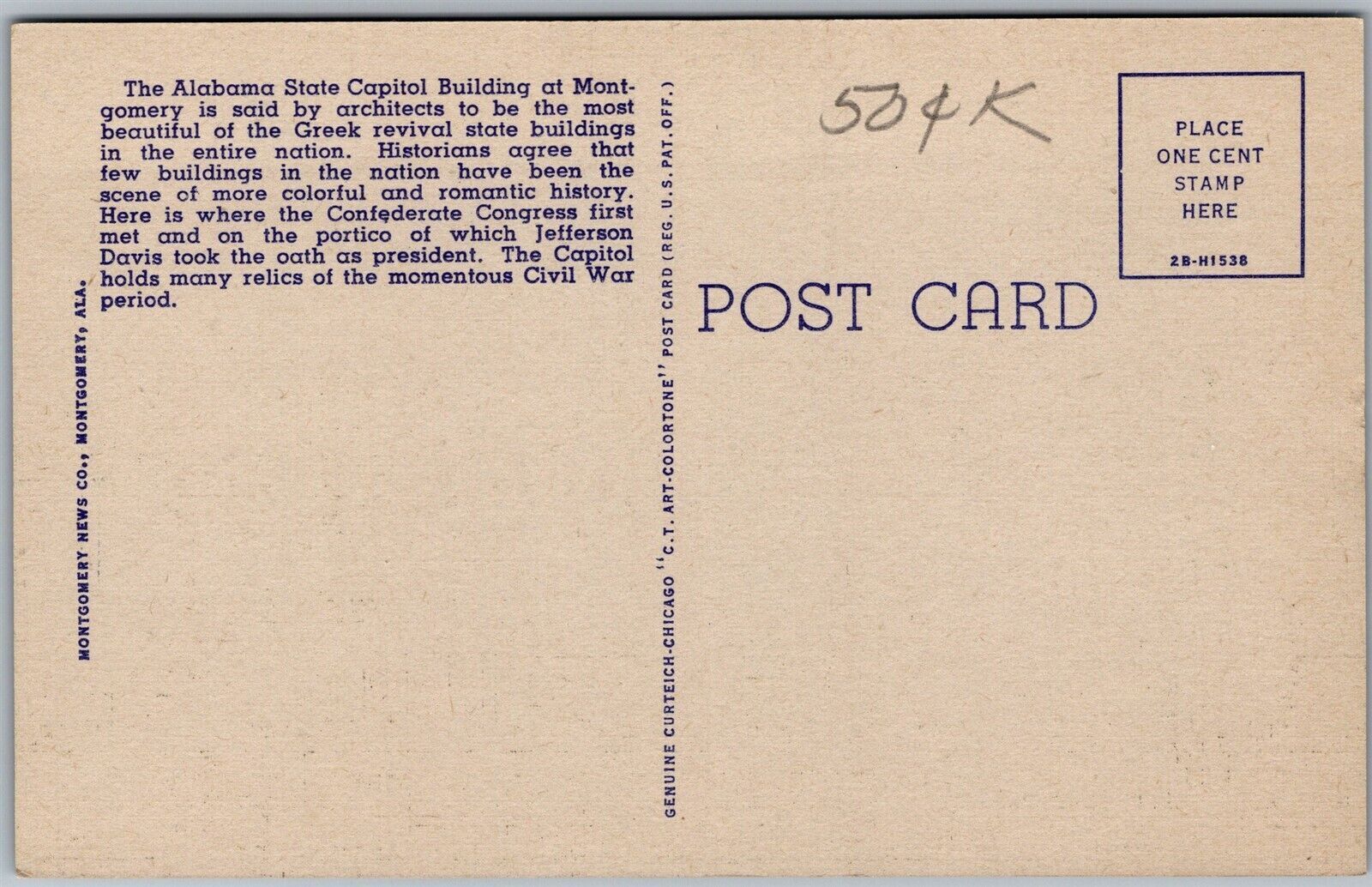 Vtg Montgomery Alabama AL State Capitol Facade 1940s View Linen ...