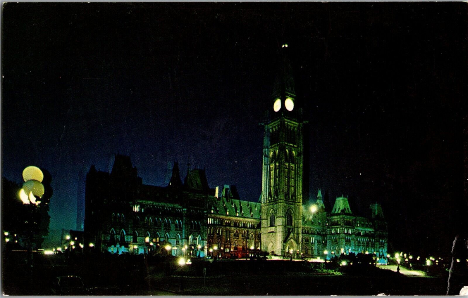 Circa 1960s Canadian Houses of Parliament Postcard Illuminated at Night ...