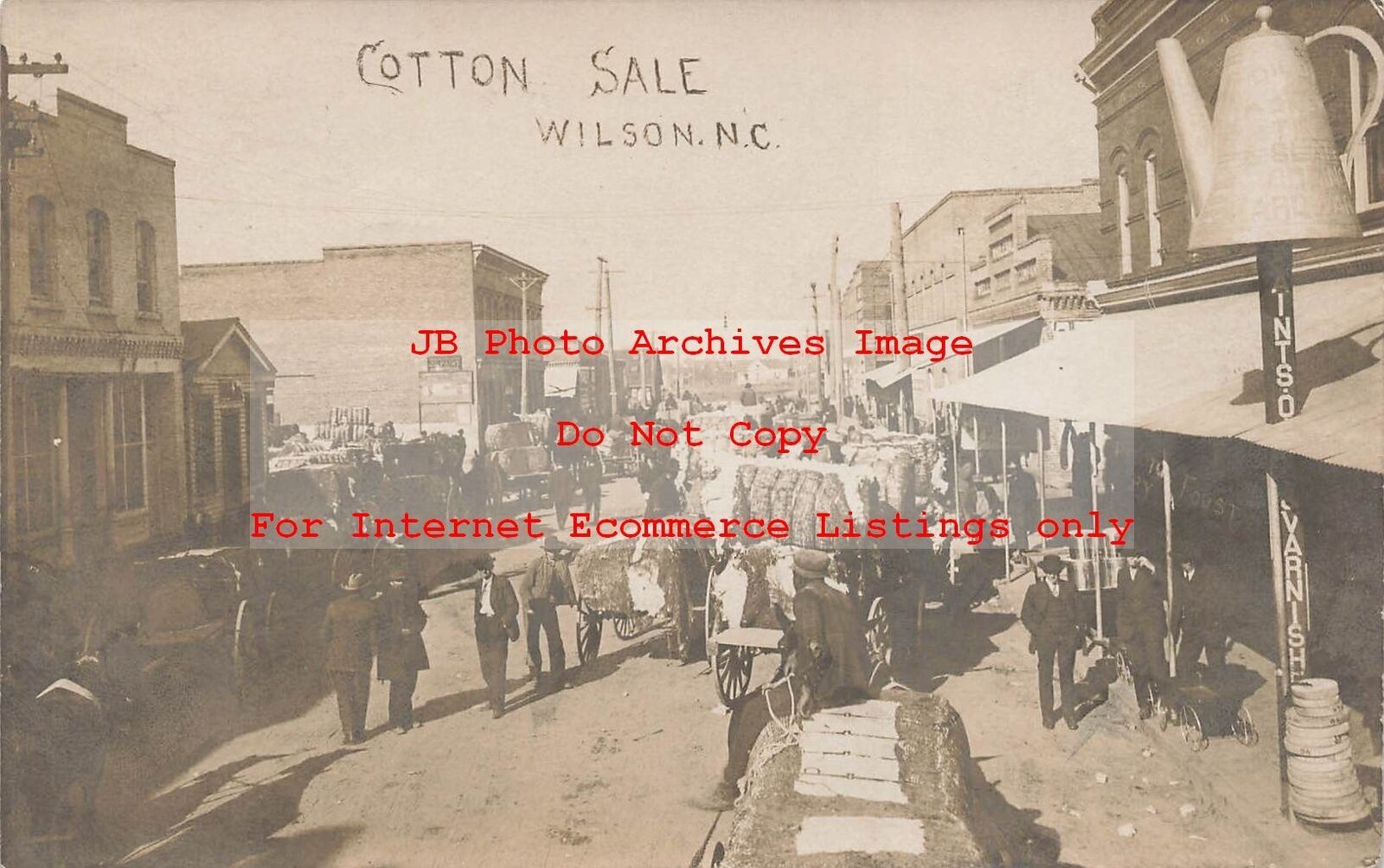 NC, Wilson, North Carolina, RPPC, Street Scene, Farmers Having a Cotton ...