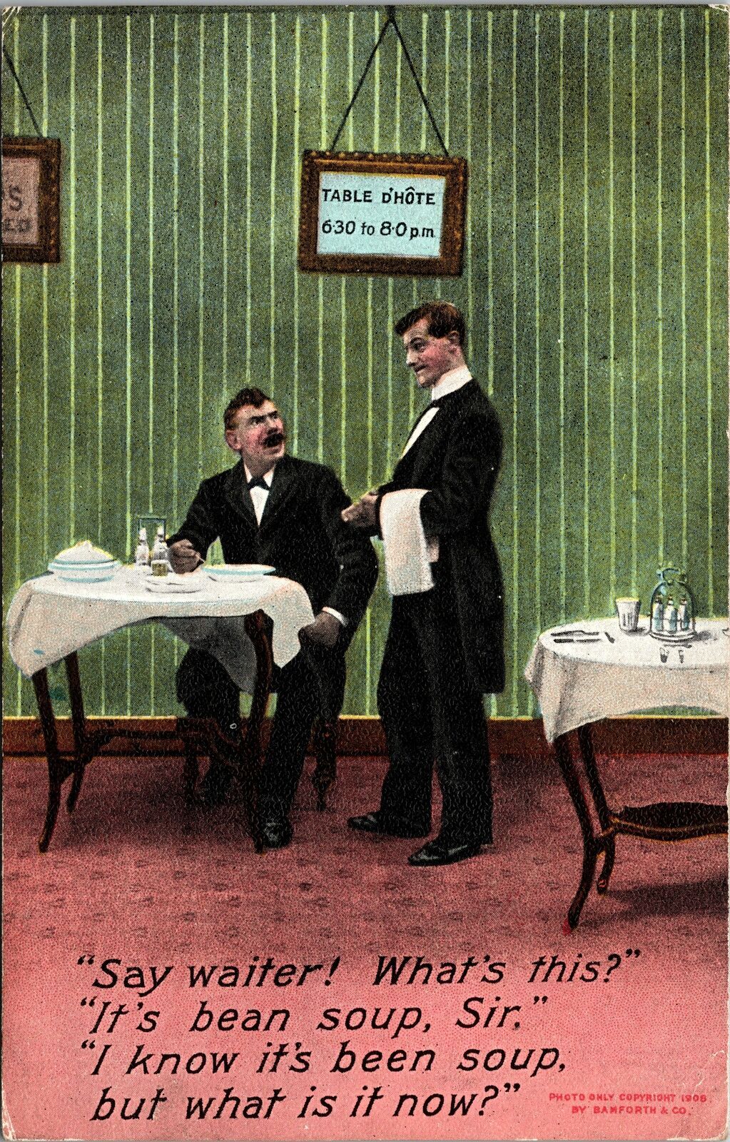 Vintage Postcard Early Bamforth Humor - Waiter Soup C 1908-1912 Mailed ...