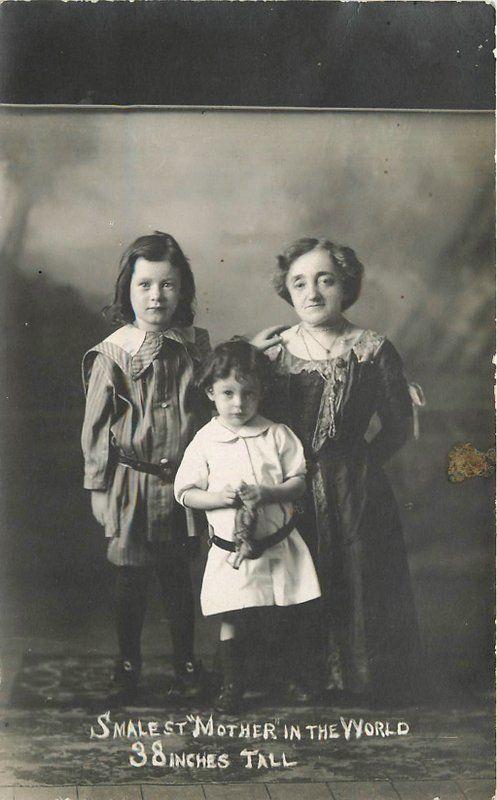 c1910 Midget Smallest Mother in the world Children RPPC Real Photo ...