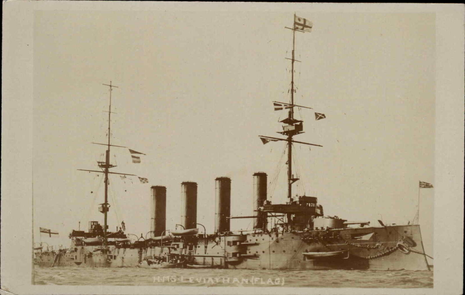 WWI RPPC Battleship HMS Leviathan British Flags Real Photo | Other ...