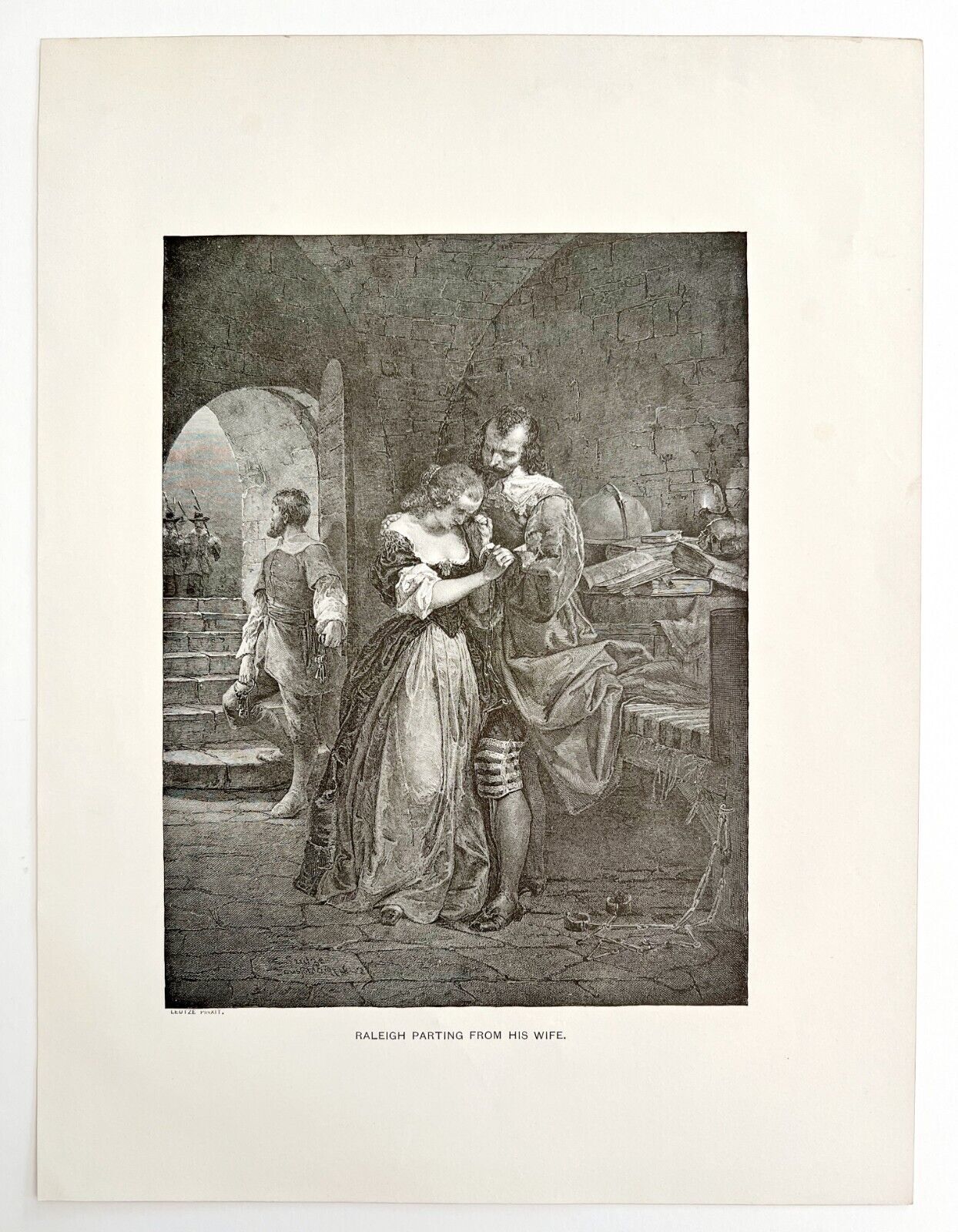 Raleigh Parting From His Wife Print Of Engraving Victorian 1894 Art ...
