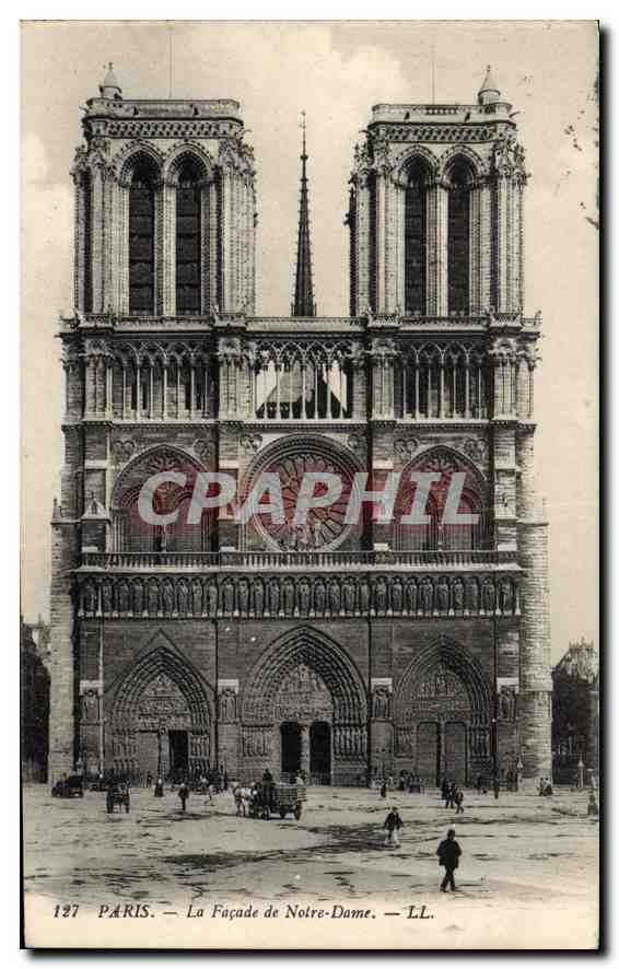 Postcard The Old Paris Facade of Notre Dame | Europe - France - Ile-de ...