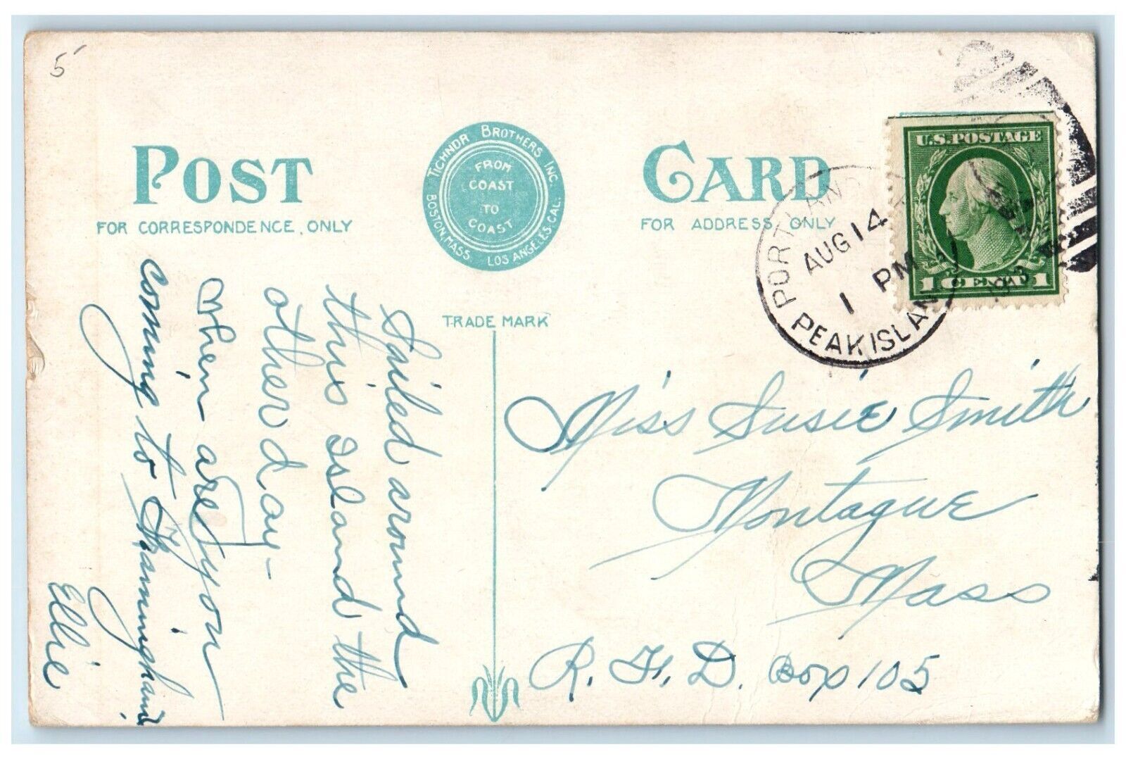 1913 Summer Home Of Admiral Robt. E. Perry Eagle Island Portland ME ...