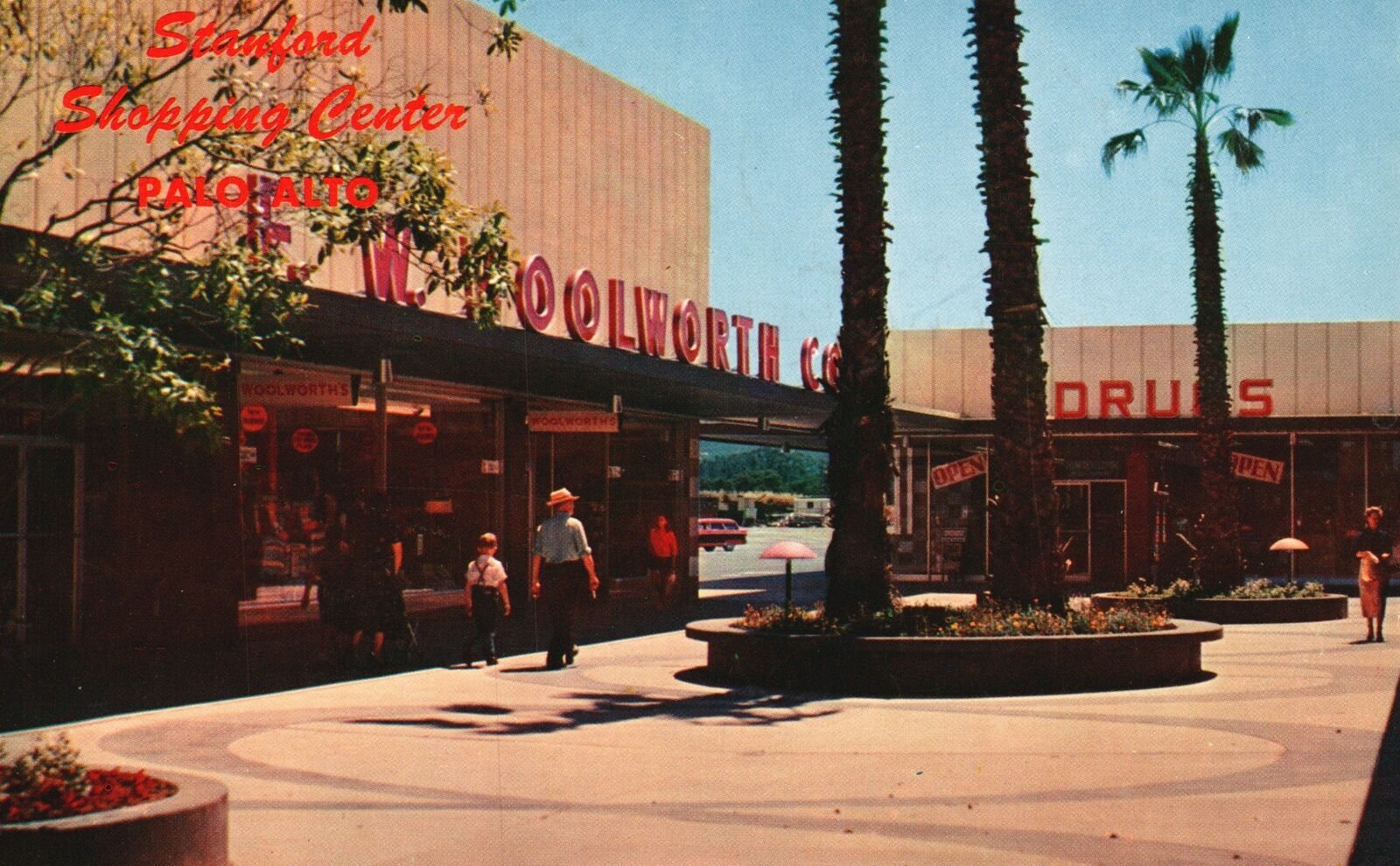 Vintage Postcard 1960's Mall Stanford Shopping Center El Camino ...