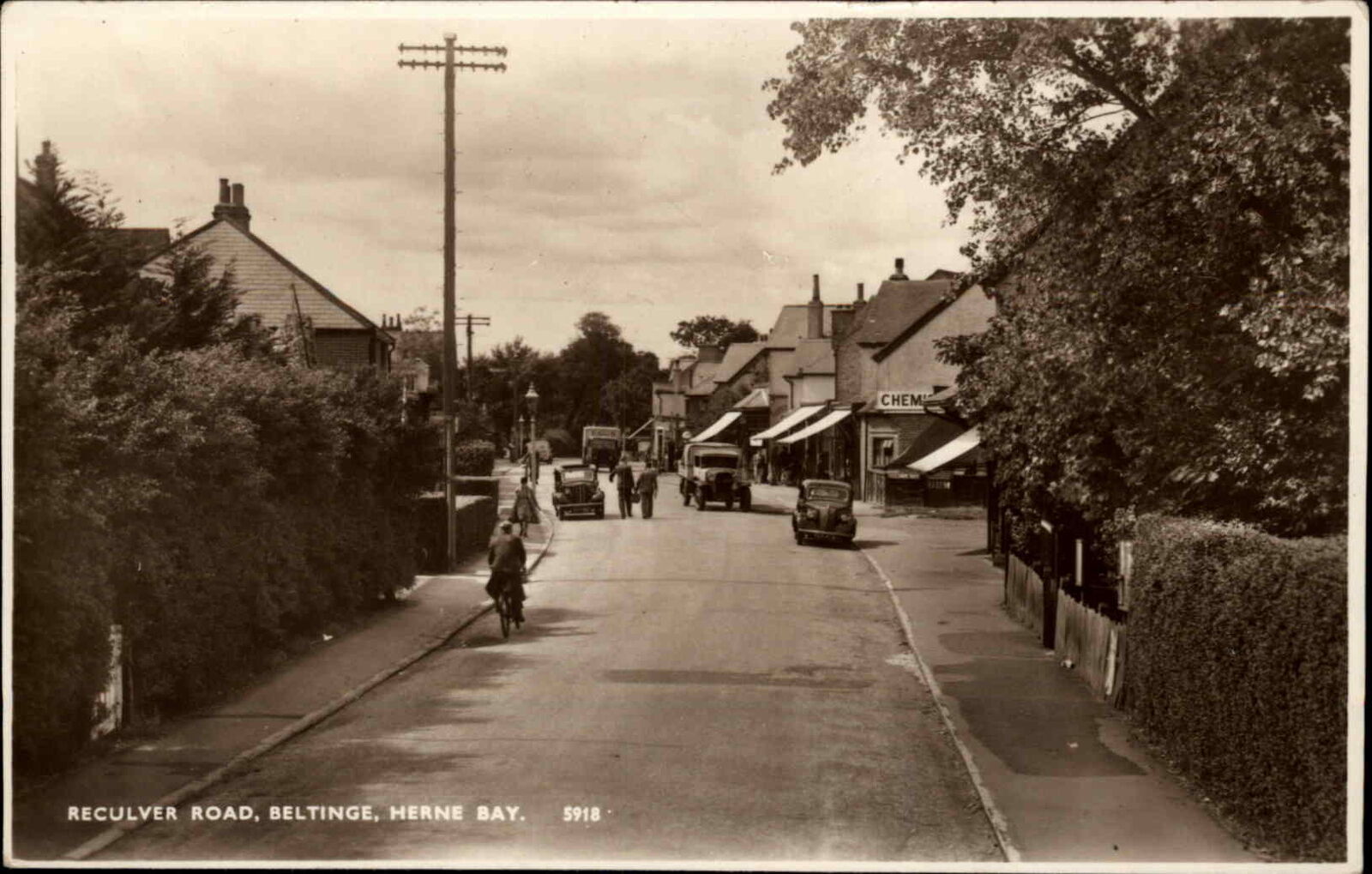 Vintage RPPC Herne Bay KENT Beltinge Reculver Road STREET SCENE ...