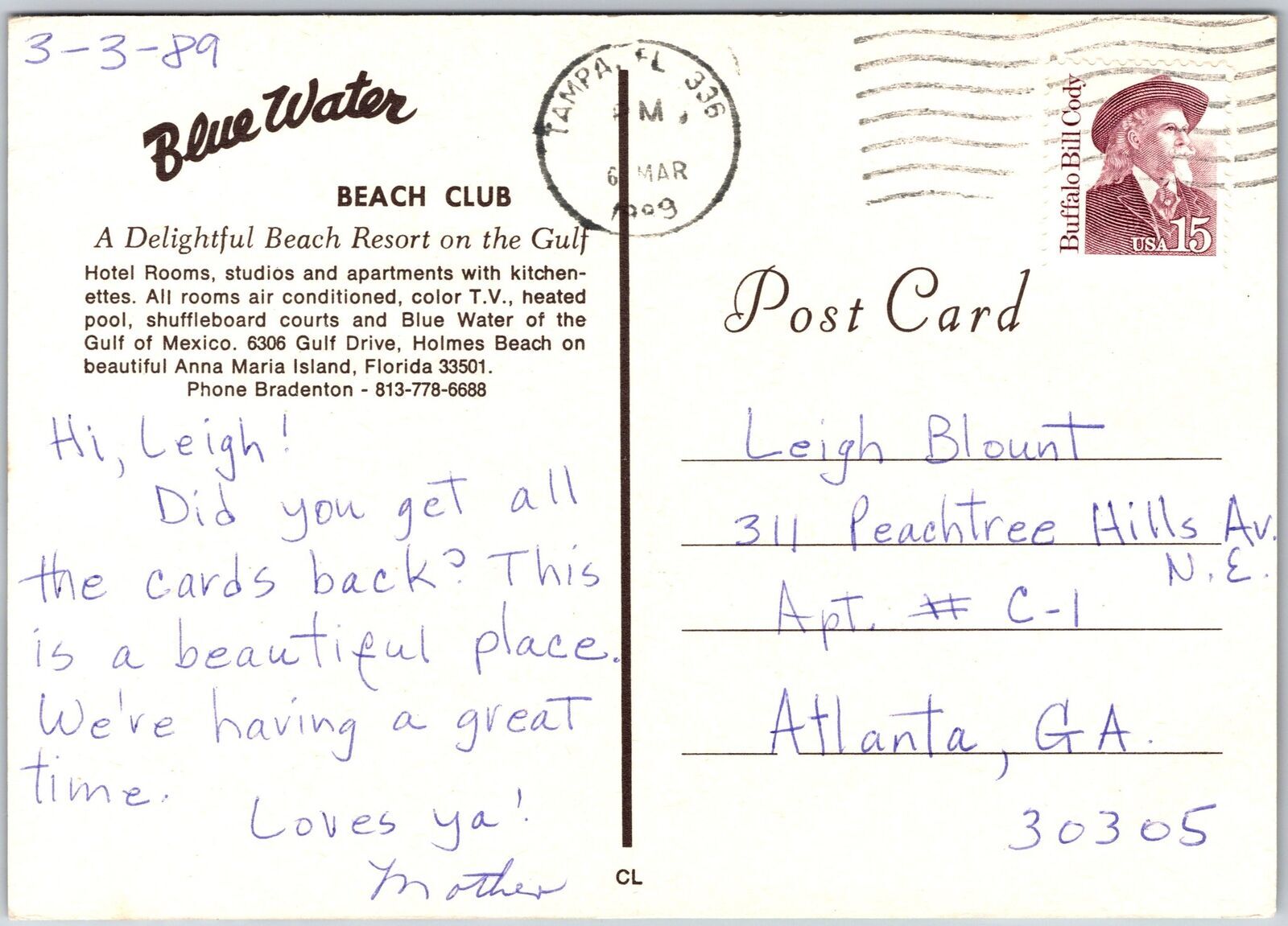 1989 Bluewater Beach Club Beach Resort Anna Maria Island Florida Posted ...