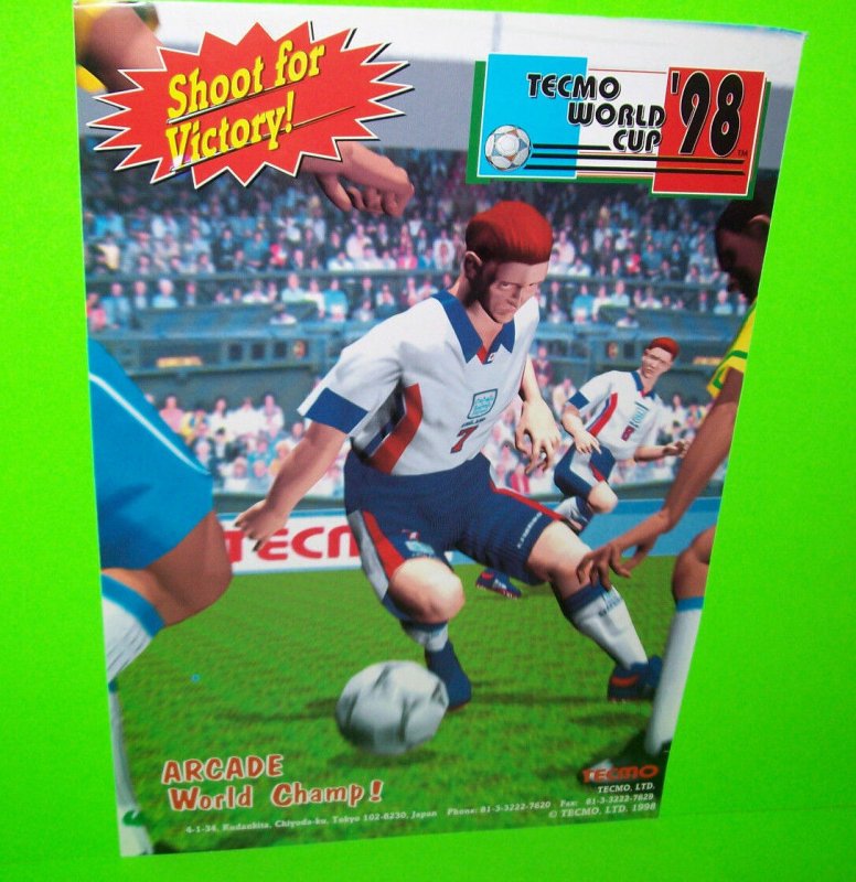 World Cup 98 Arcade Game Magazine AD Promo Tecmo Video Game Artwork ...