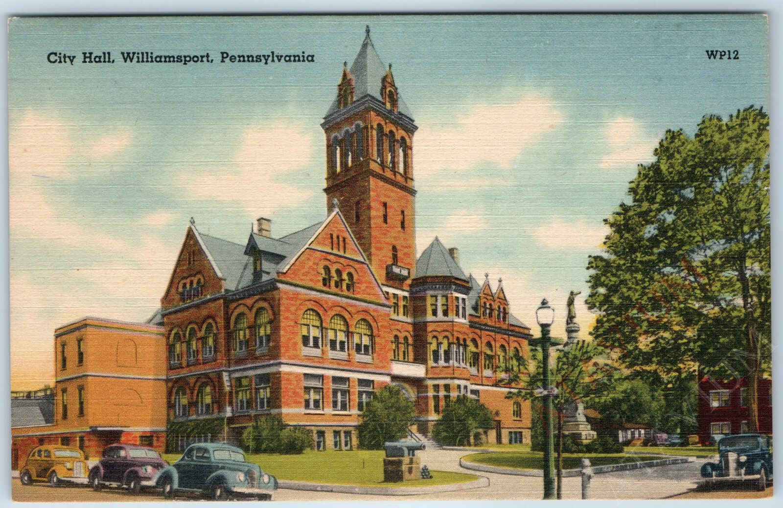 c1940s Williamsport Penn. City Hall Court House Linen Photo Mebane ...