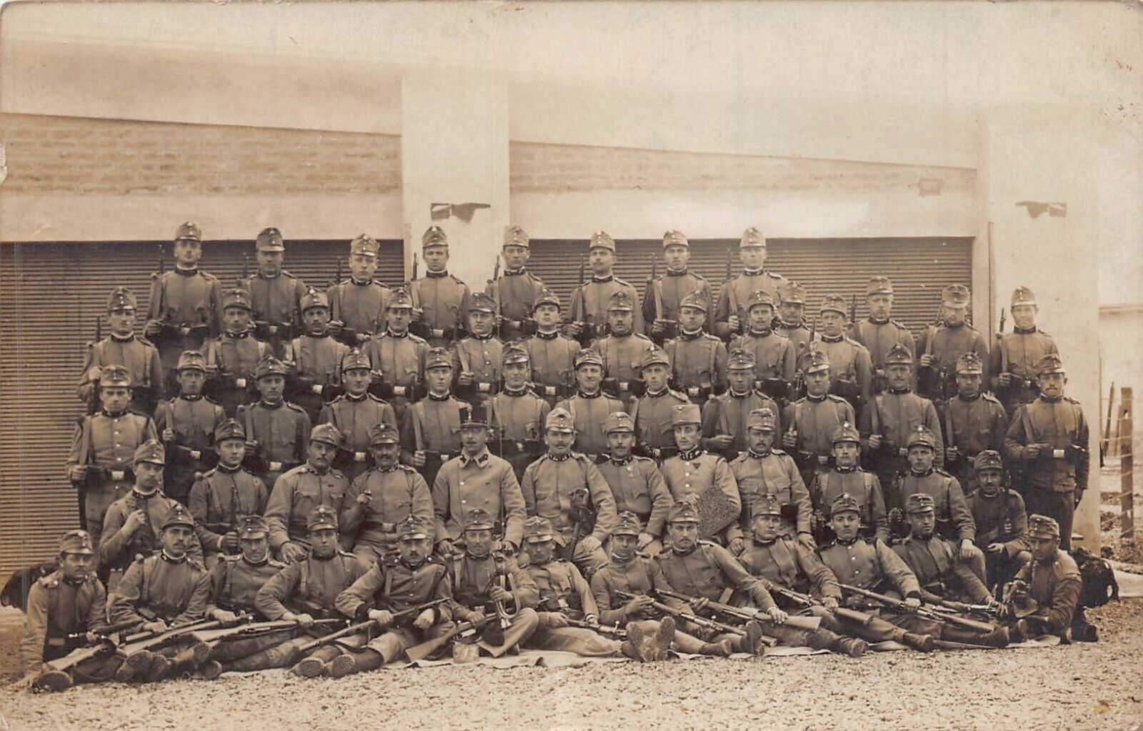 German WW1 Soldiers-Large Group Pose for Photo~1914 Pstmk Postcard ...
