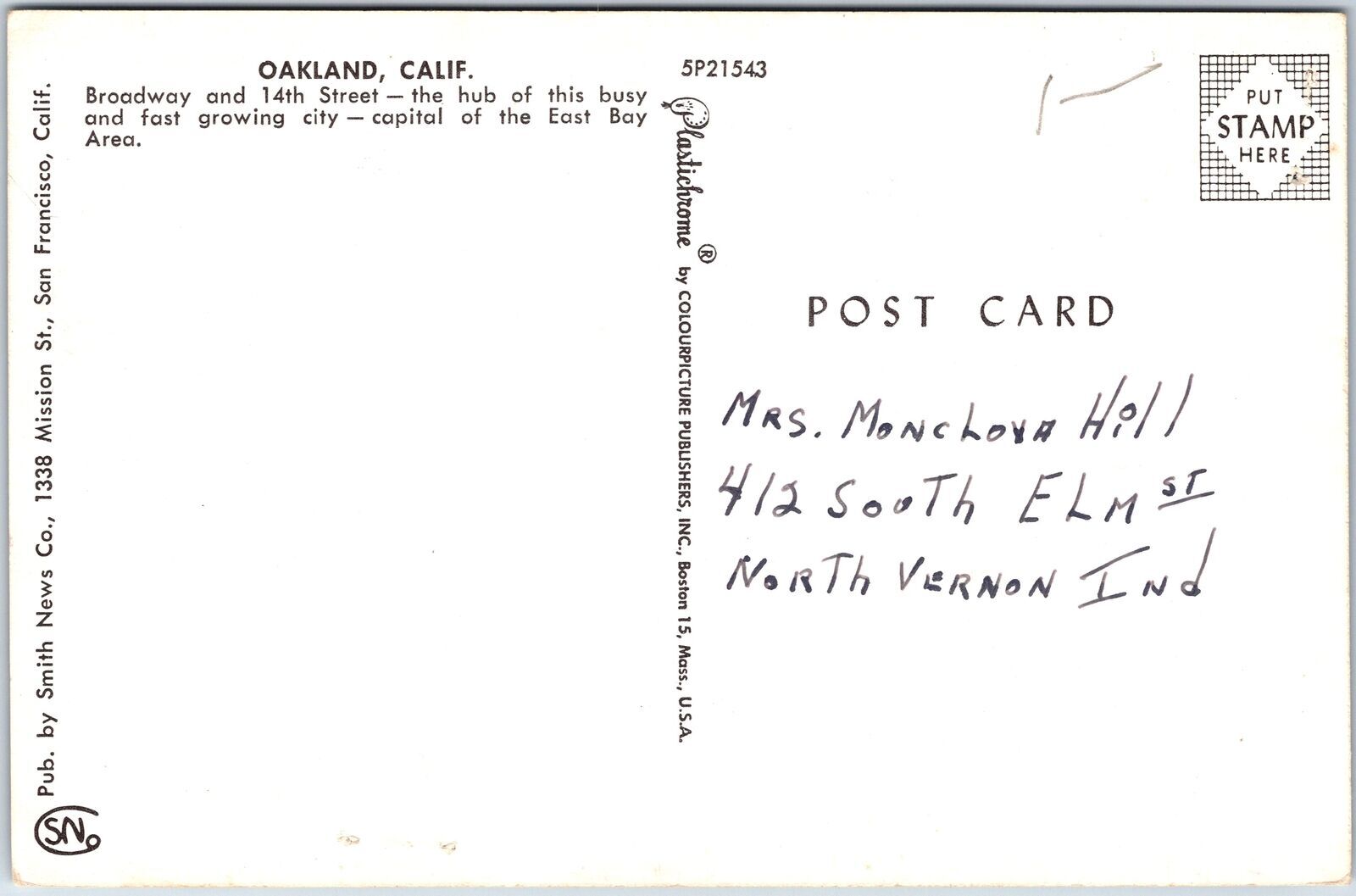 Vintage Postcard 1950s Broadway Street Scene at Oakland California ...