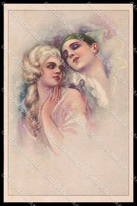 Illustratori Artist Signed Corbella Lady Pierrot Art Deco Degami 790 pc ...