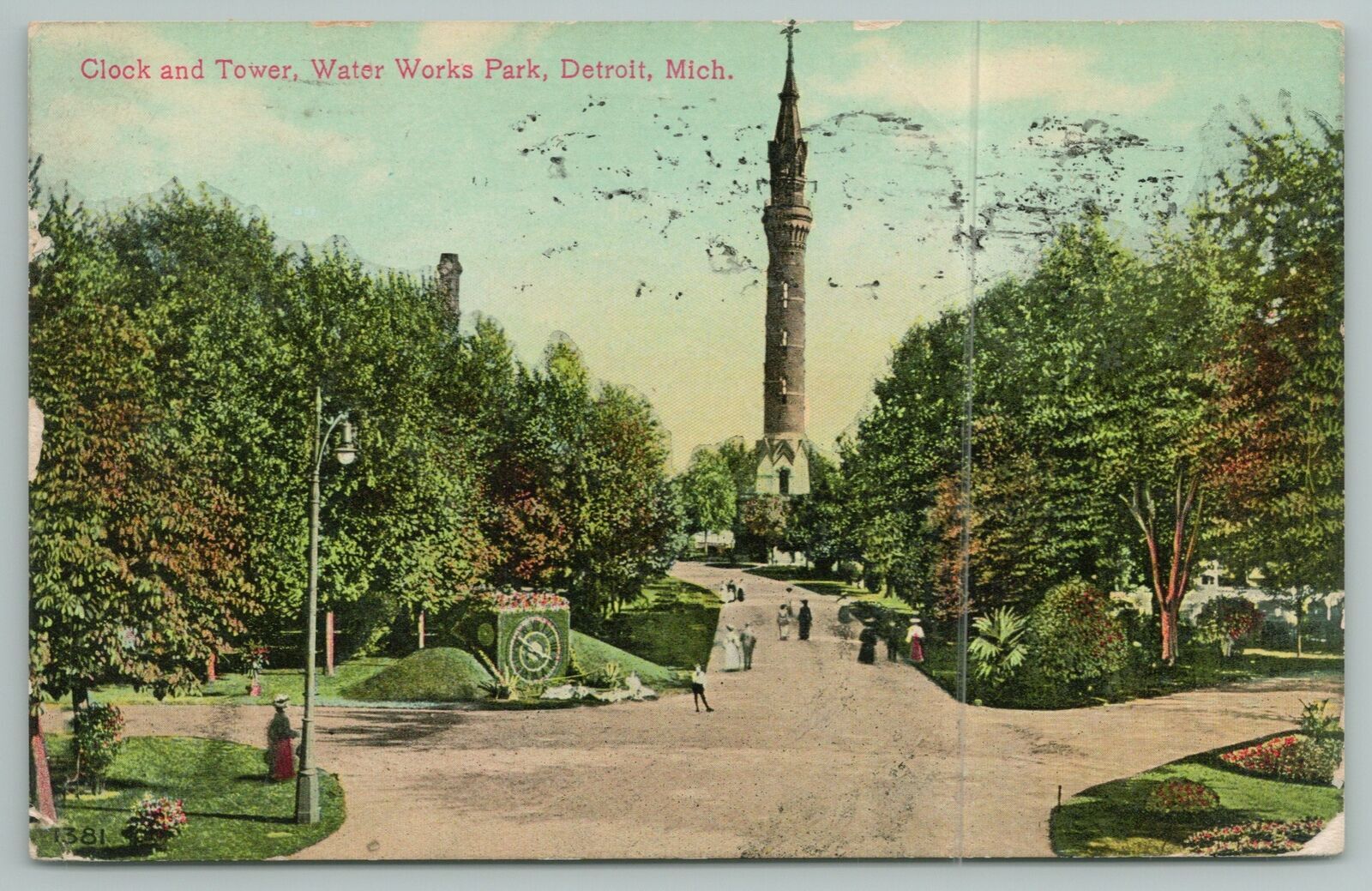 Detroit Michigan~Clock & Tower Water Works Park~Vintage Postcard ...