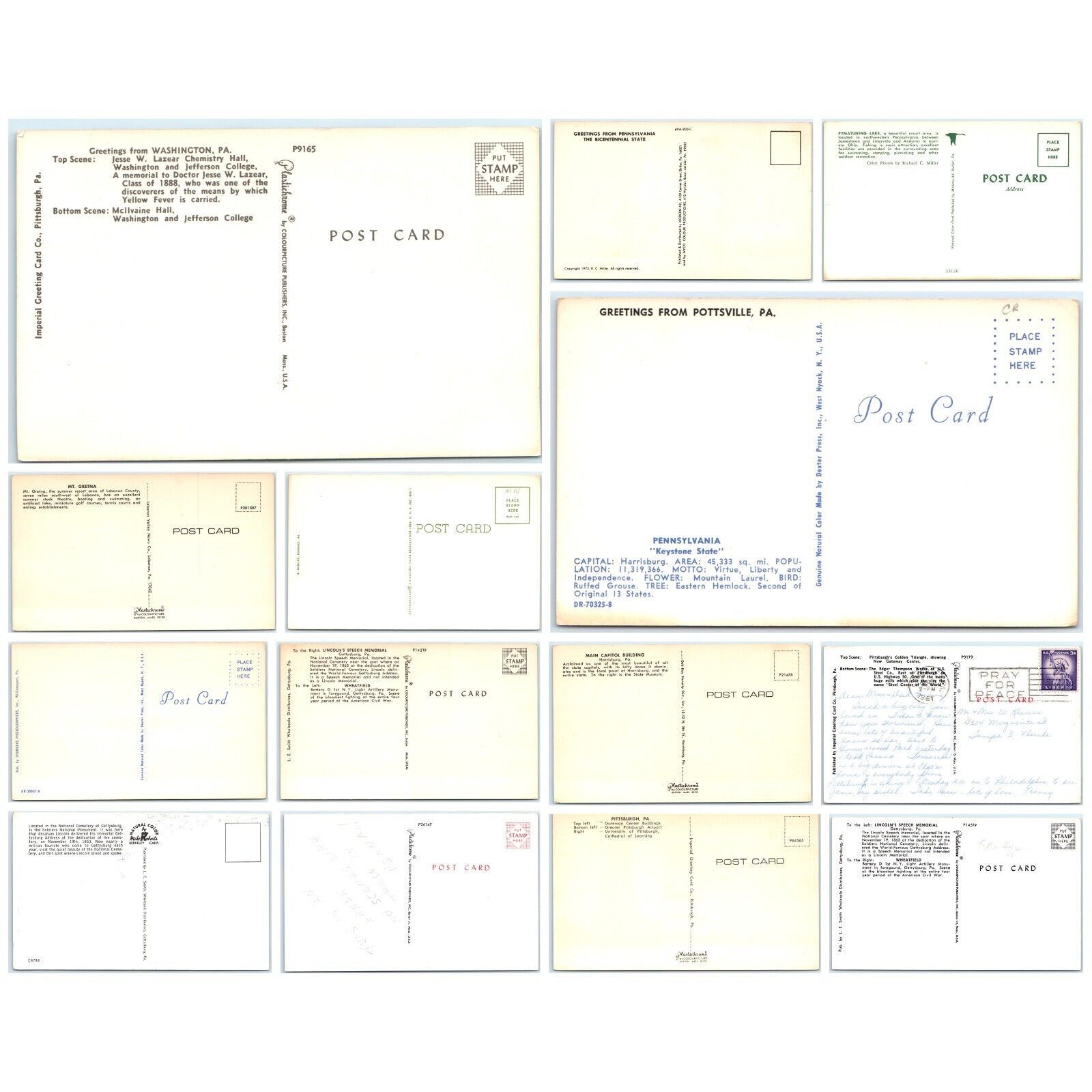 x14 Pennsylvania LOT c1960s PA Greetings Welcome Chrome Postcards Set ...
