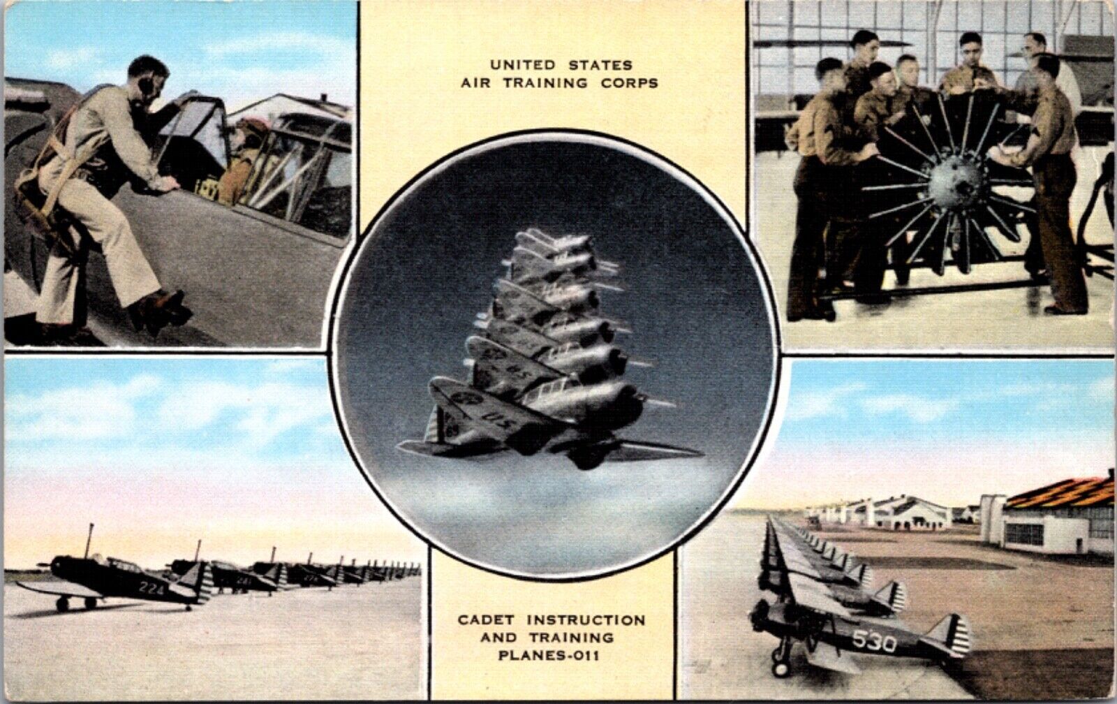 Linen Postcard United States Air Training Corps Cadet Instruction and ...