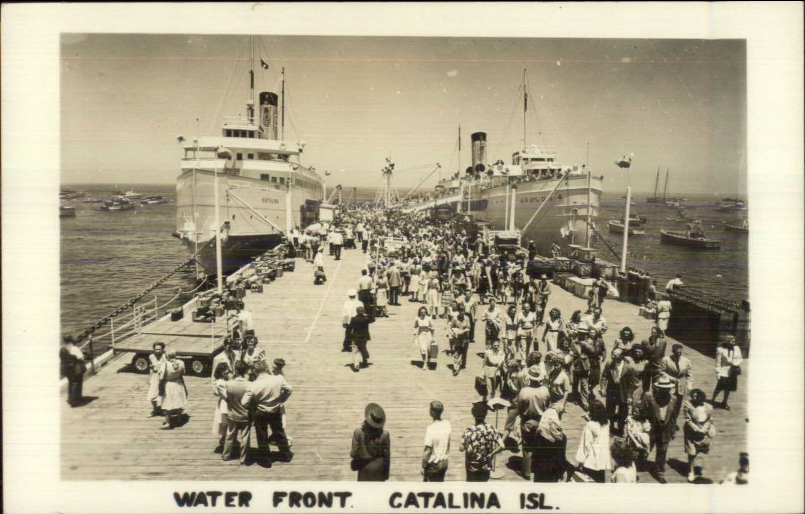 Catalina Island CA Waterfront Dock & Steamer Ships Boats Real Photo ...