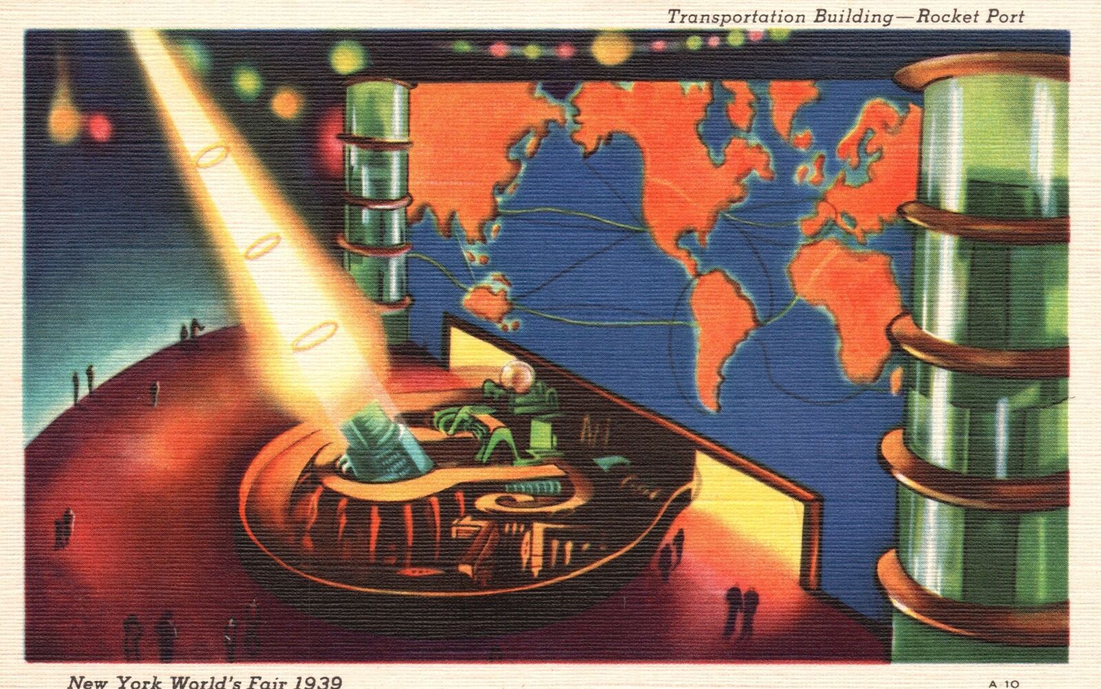 Vintage Postcard 1920s Transportation Building Rocket Port New York ...