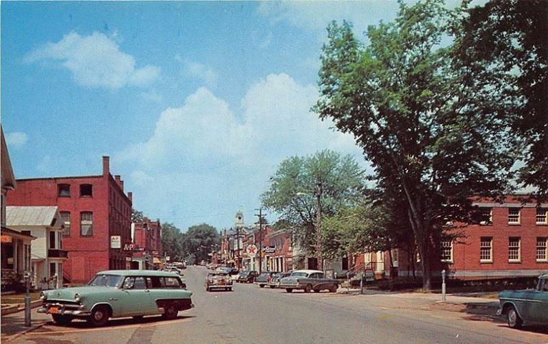 Farmington ME Main Street View Store Fronts Old Cars Postcard | United ...